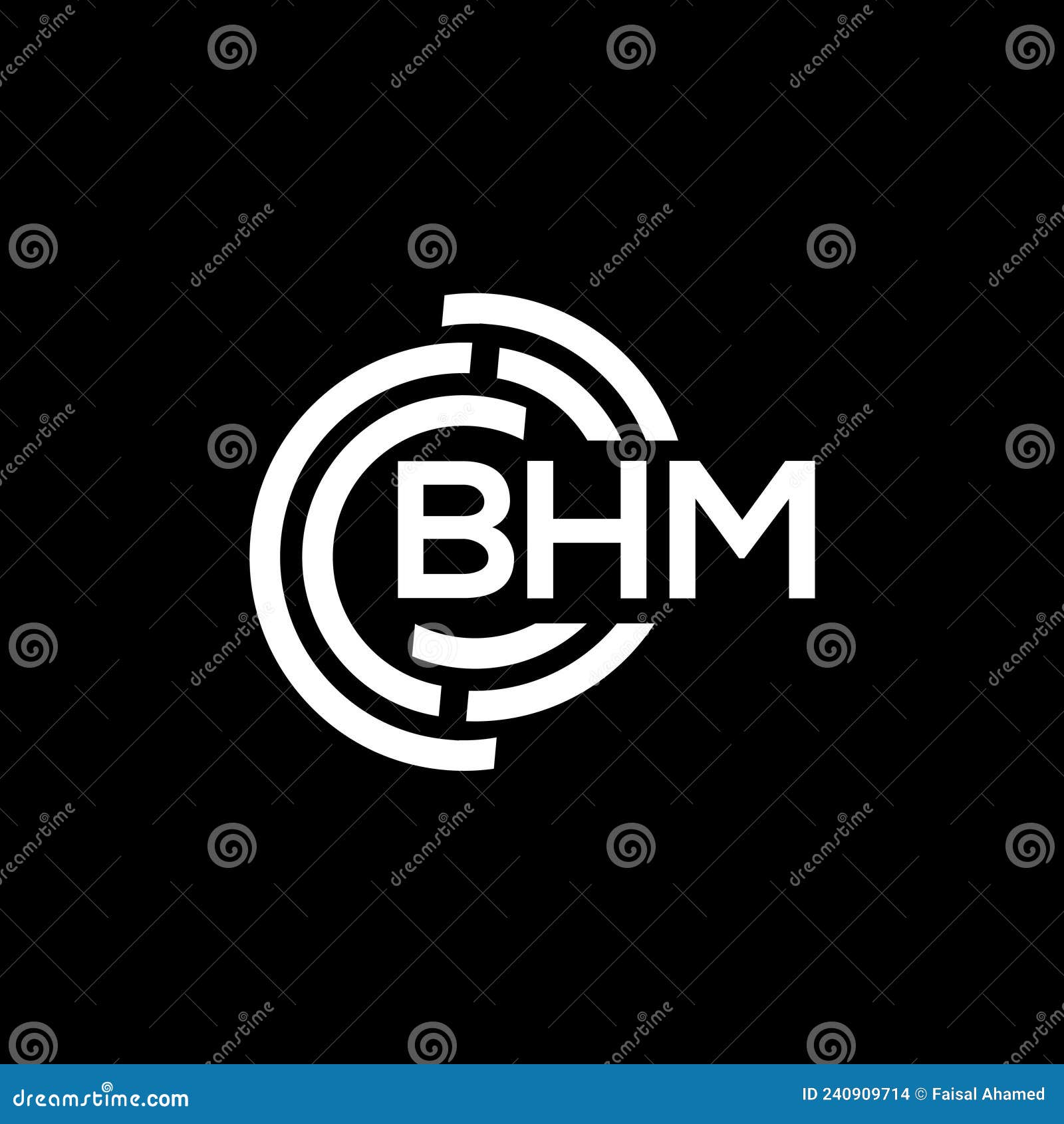 BHM Letter Logo Design on Black Background. BHM Creative Initials ...