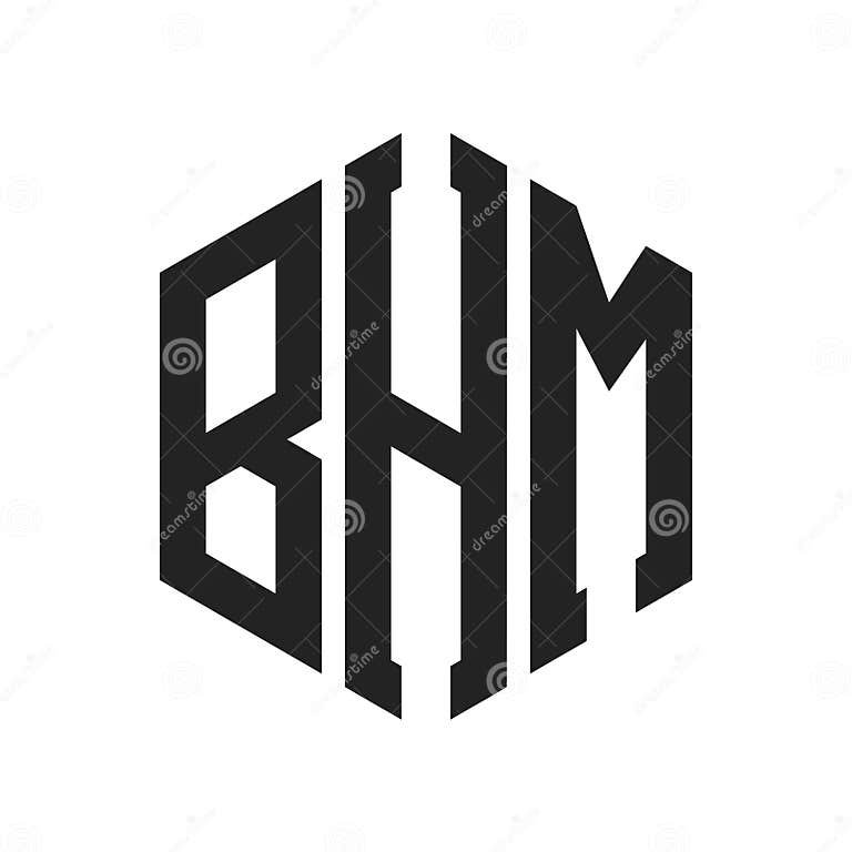 BHM Logo Design. Initial Letter BHM Monogram Logo Using Hexagon Shape ...