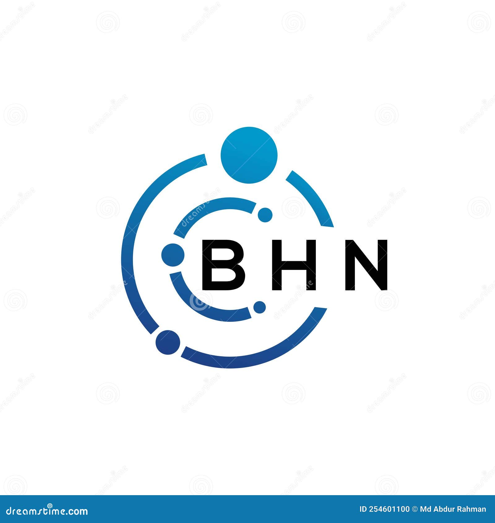 BHN Letter Logo Design on White Background. BHN Creative Initials ...