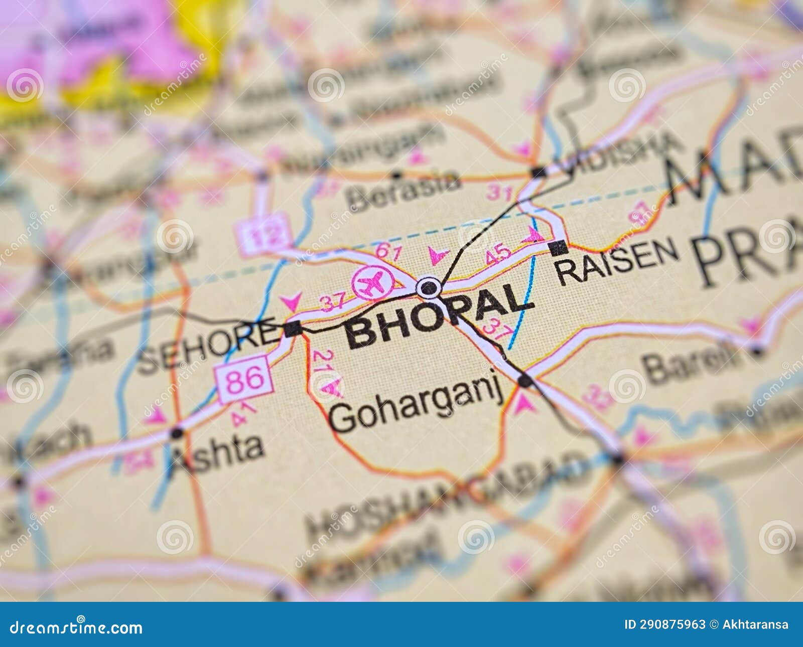 Bhopal on a Map of India with Blur Effect Stock Image - Image of famous ...