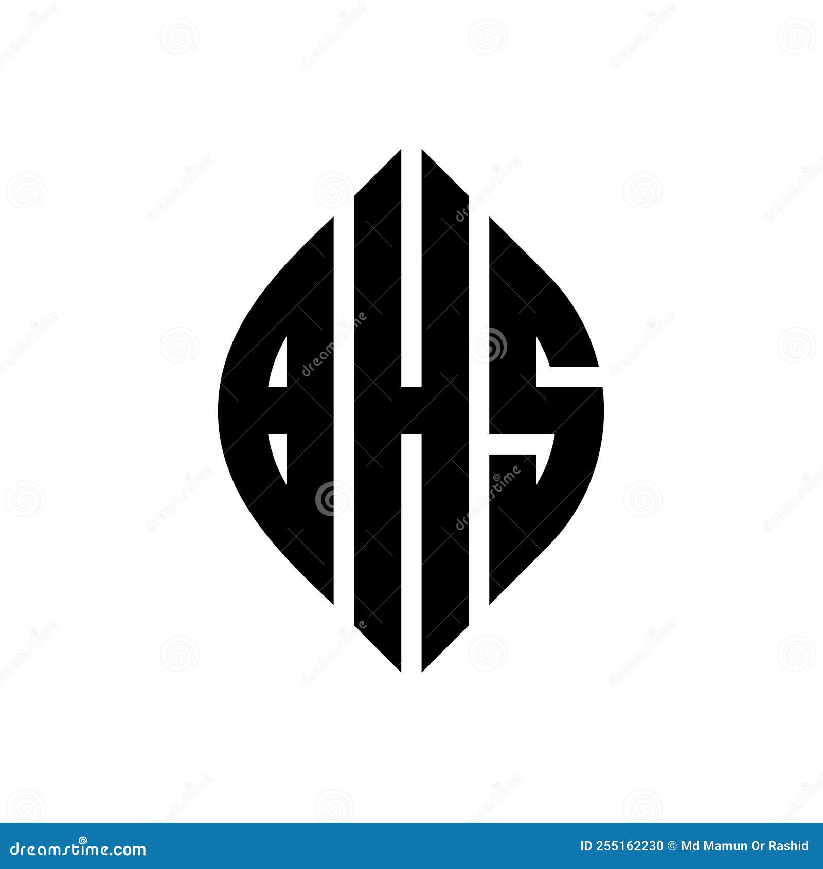 BHS Circle Letter Logo Design with Circle and Ellipse Shape. BHS ...