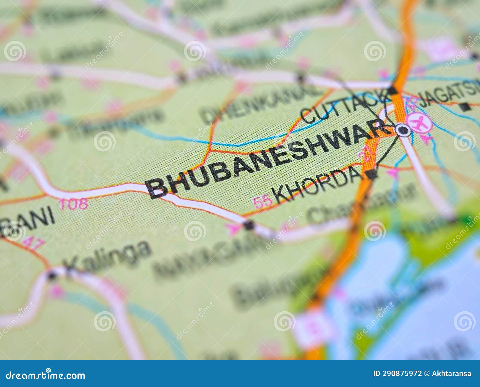 Bhubaneswar on a Map of India with Blur Effect Stock Photo - Image of ...