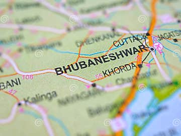 Bhubaneswar on a Map of India with Blur Effect Stock Photo - Image of ...
