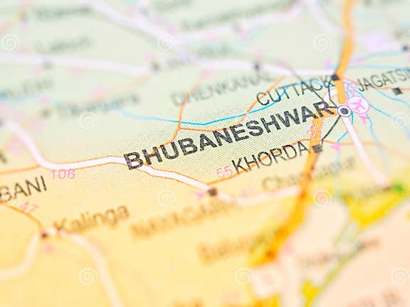 Bhubaneswar on a Map of India with Blur Effect Stock Photo - Image of ...