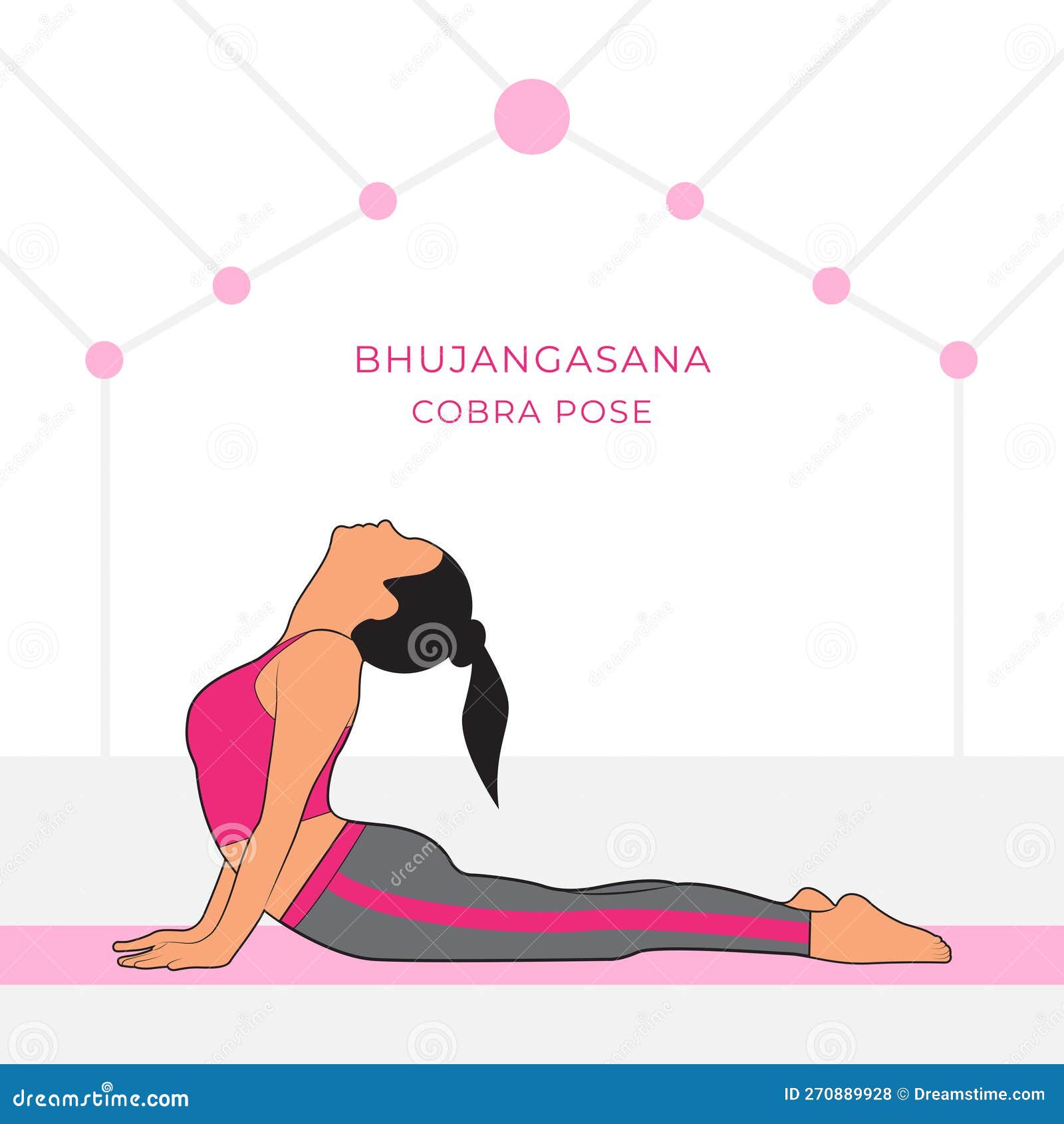 Bhujangasana Or Cobra Pose, Yoga Asana Fitness Cartoon Vector ...
