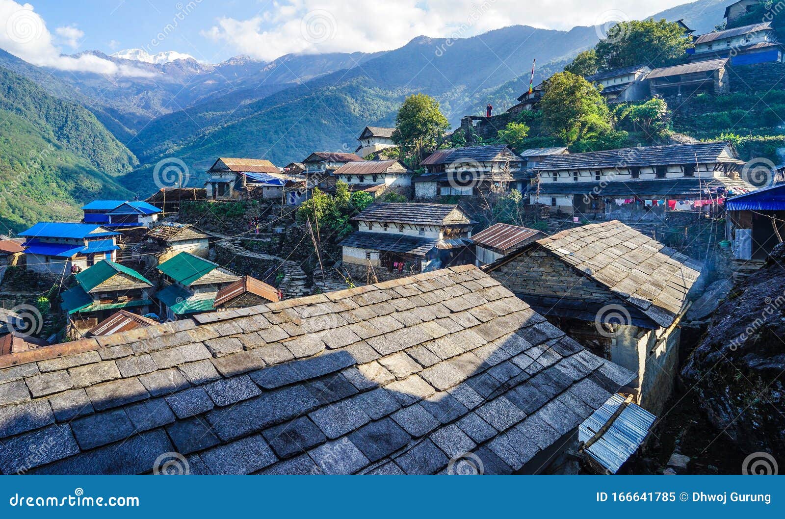 Bhujung ,gurung Village from Lamjung Stock Image - Image of slate ...
