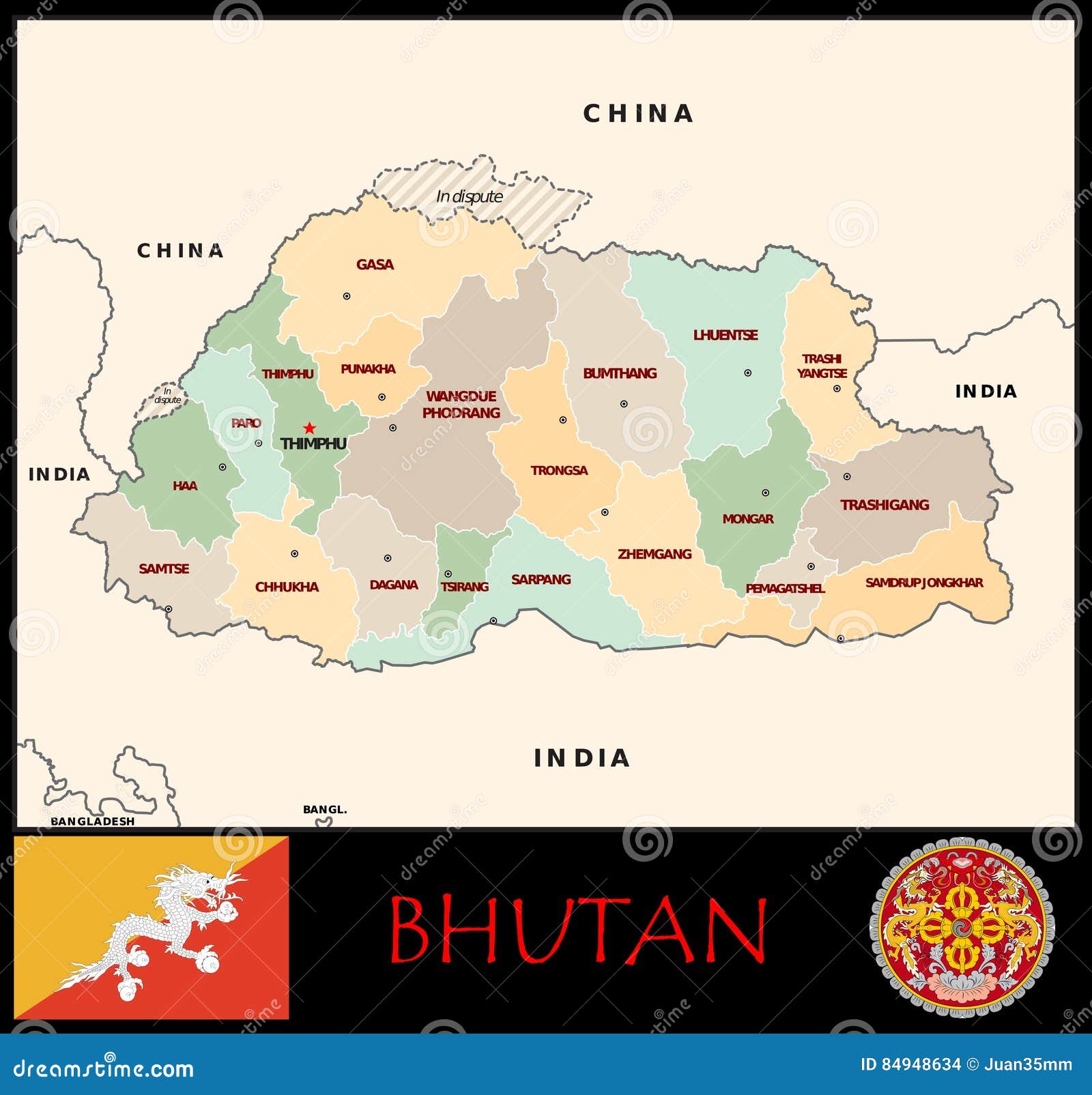 Bhutan Asia Map