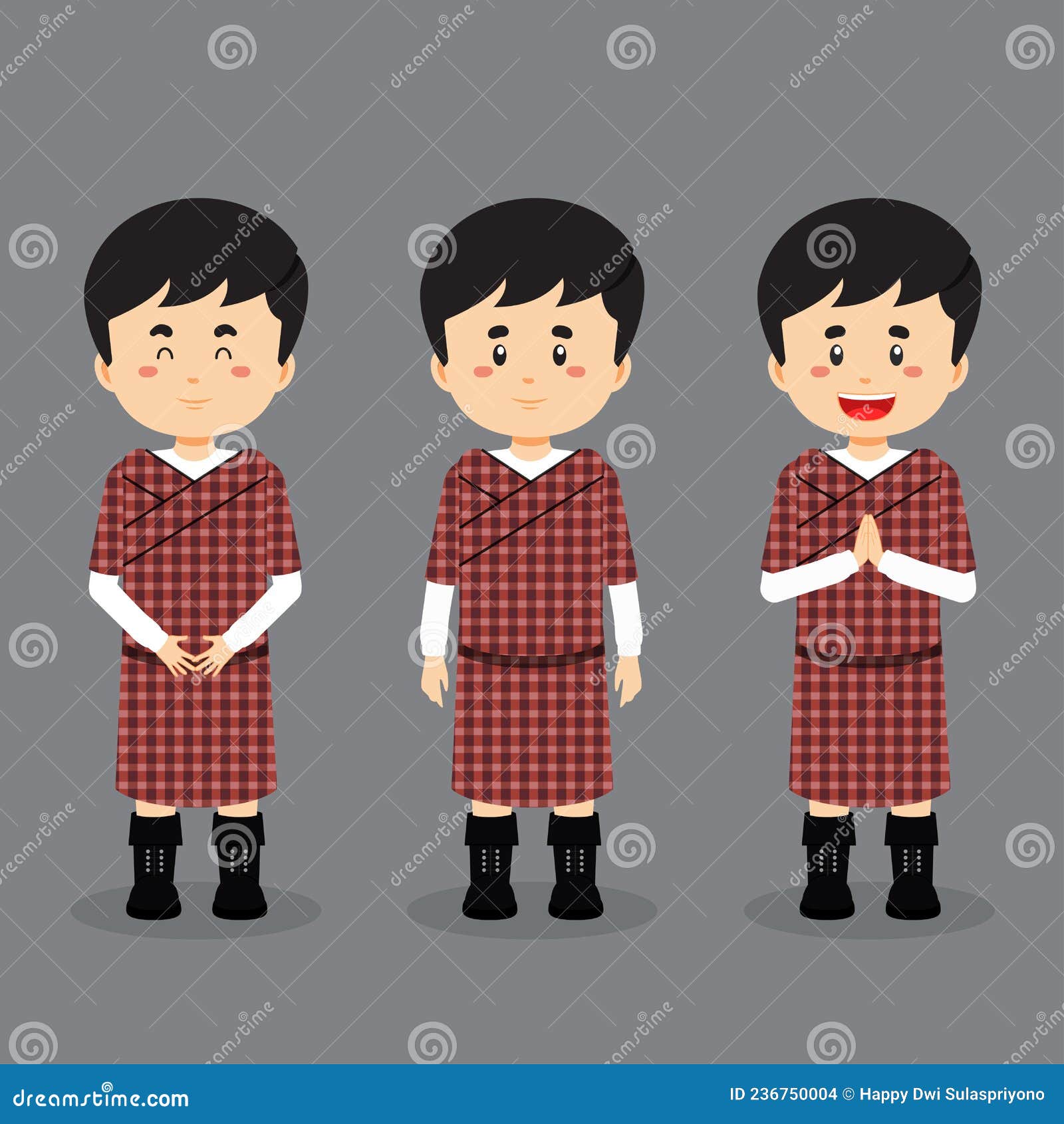 Bhutan Character with Various Expression Stock Vector - Illustration of ...