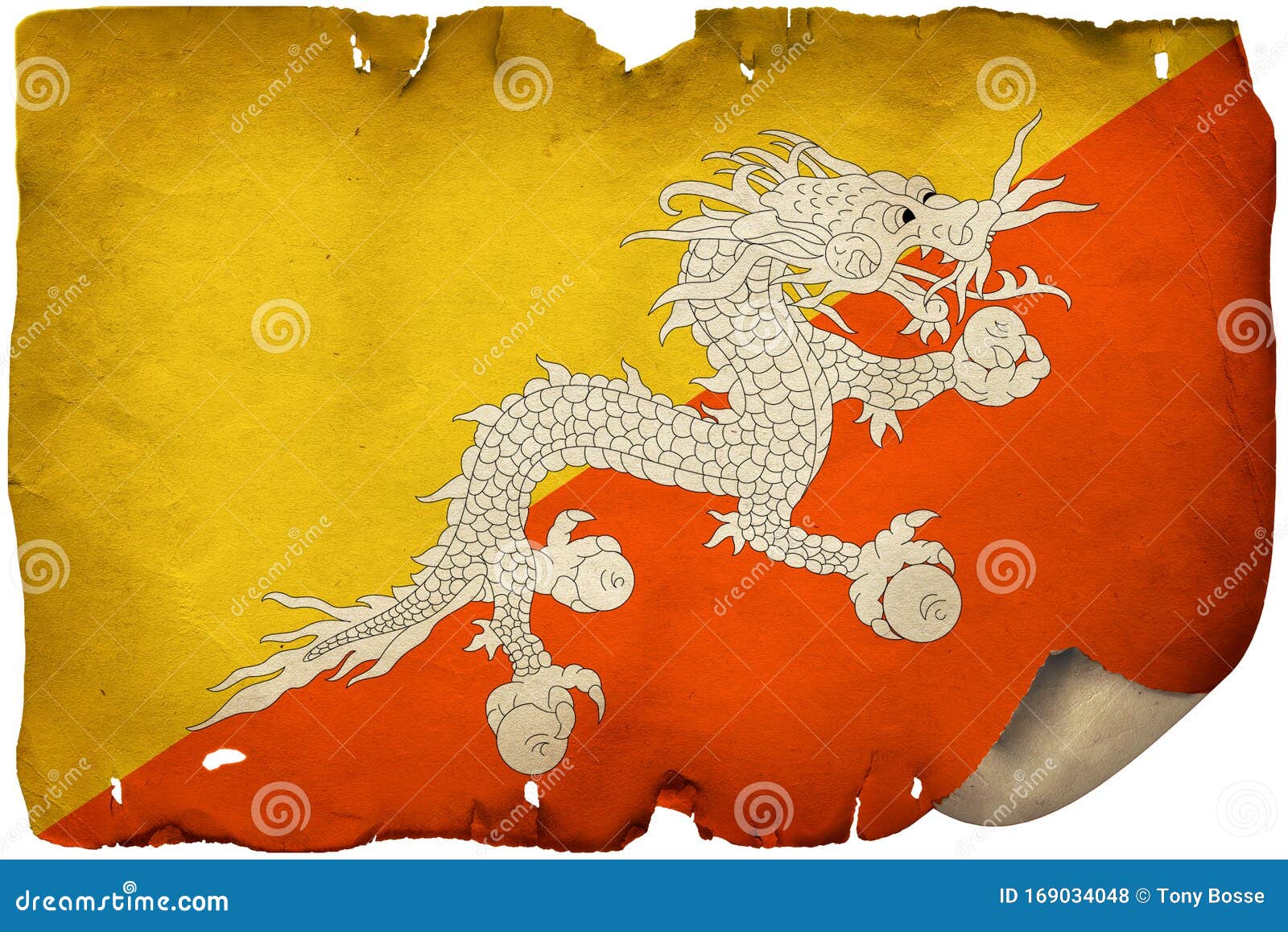 Bhutan Flag on Old Paper stock illustration. Illustration of bhutan ...