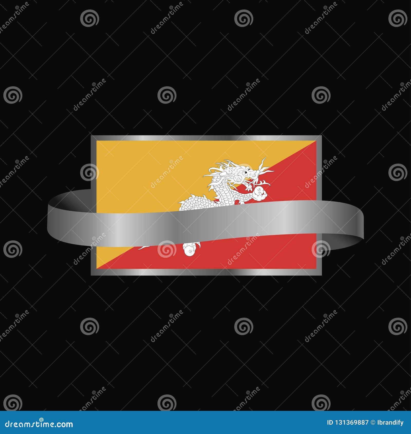 Bhutan Flag Ribbon Banner Design Stock Vector - Illustration of element ...