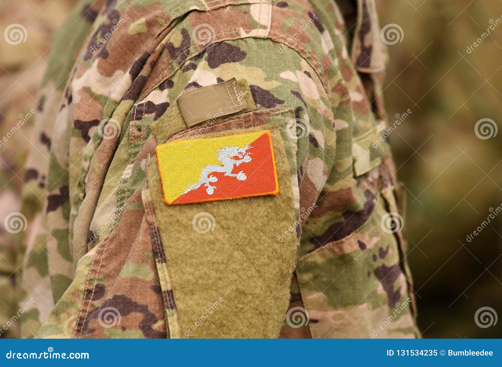 Bhutan Flag on Soldiers Arm. Collage Stock Image - Image of asian ...
