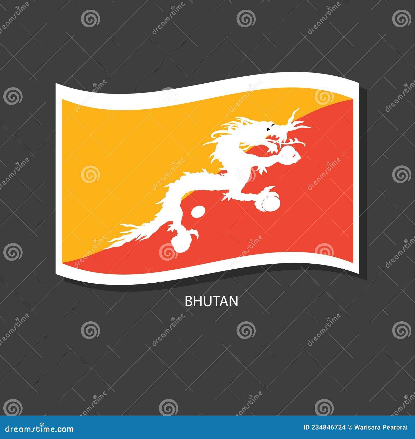 Bhutan-flaggvektorversion Som Sparar Flaggor Vektor Illustrationer - Illustration av flagga ...