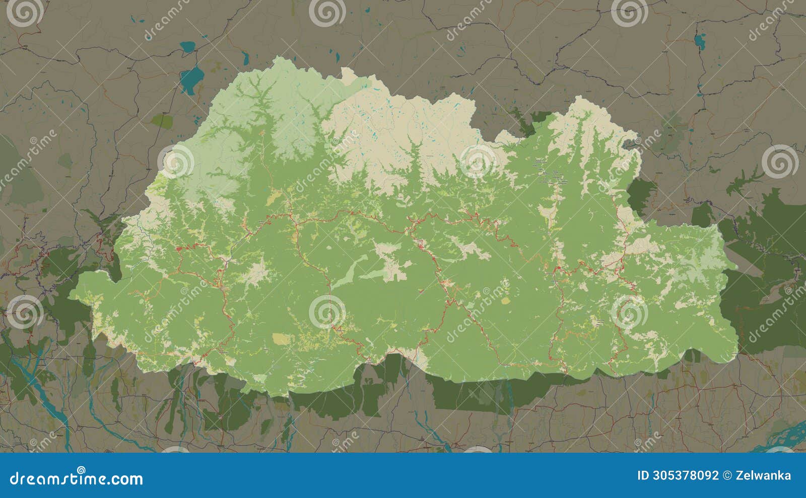Bhutan Highlighted. Topo Humanitarian Stock Illustration - Illustration ...