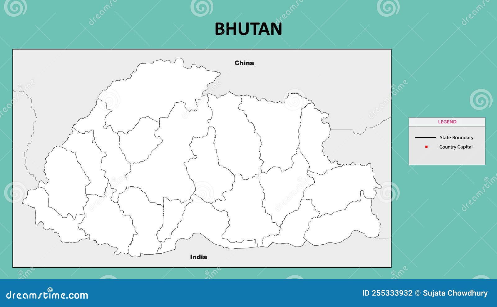 Bhutan Map. State and District Map of Bhutan Stock Vector ...
