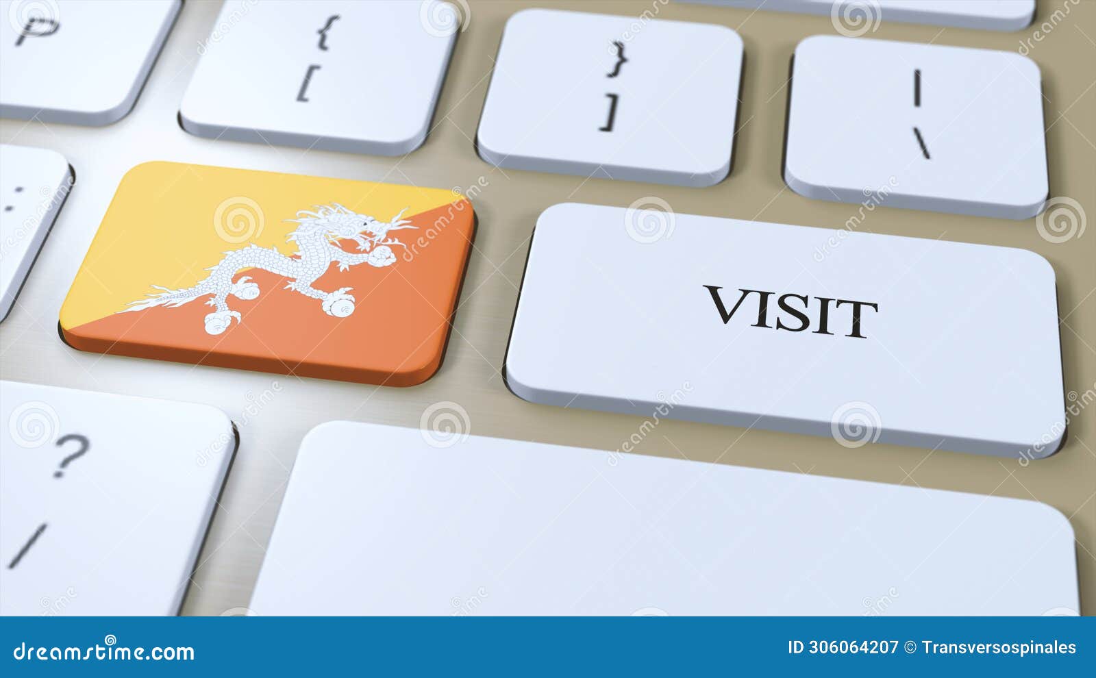 Bhutan National Flag and Text Visit on Button. Visit Country 3D ...