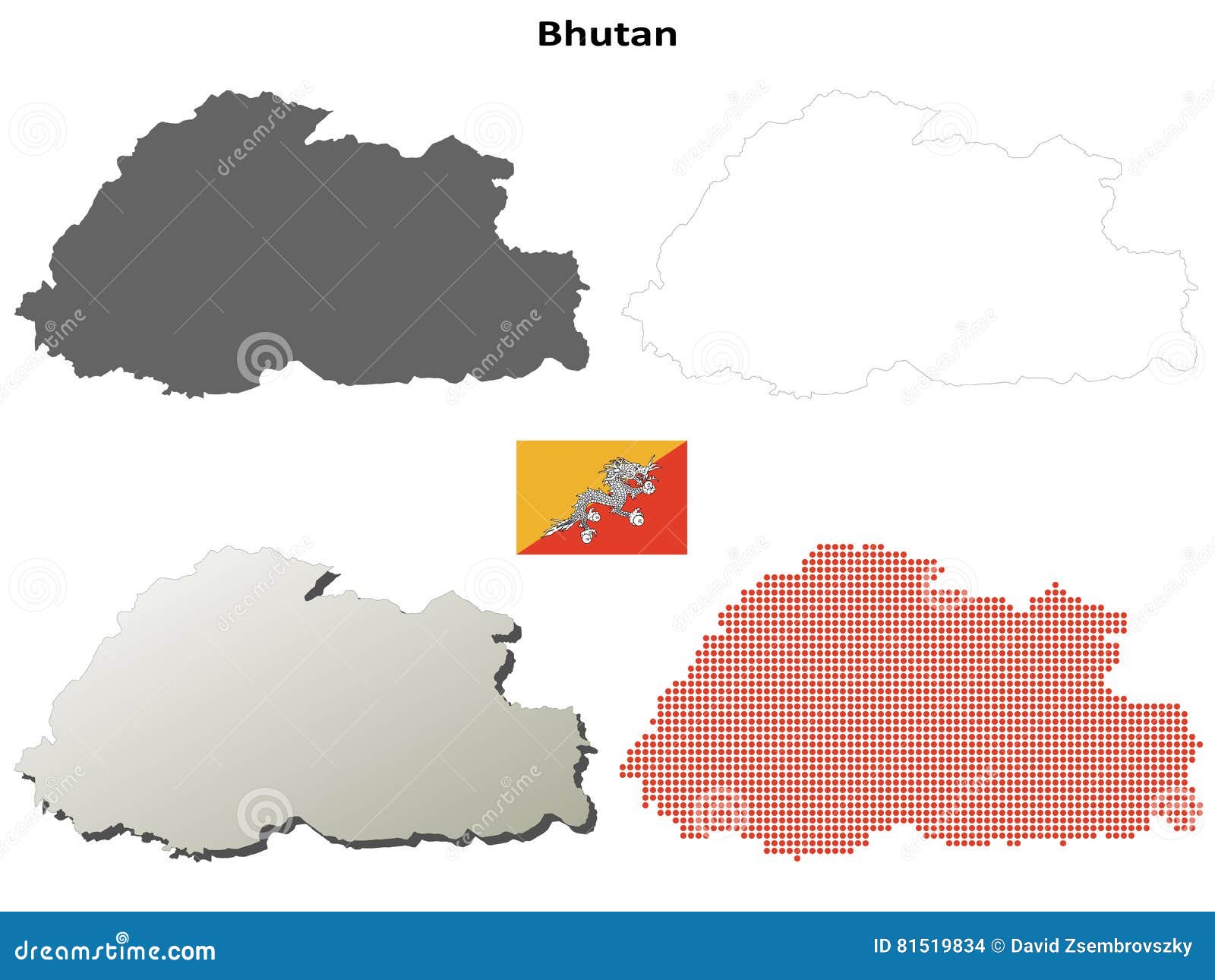 Bhutan outline map set stock vector. Illustration of territory - 81519834