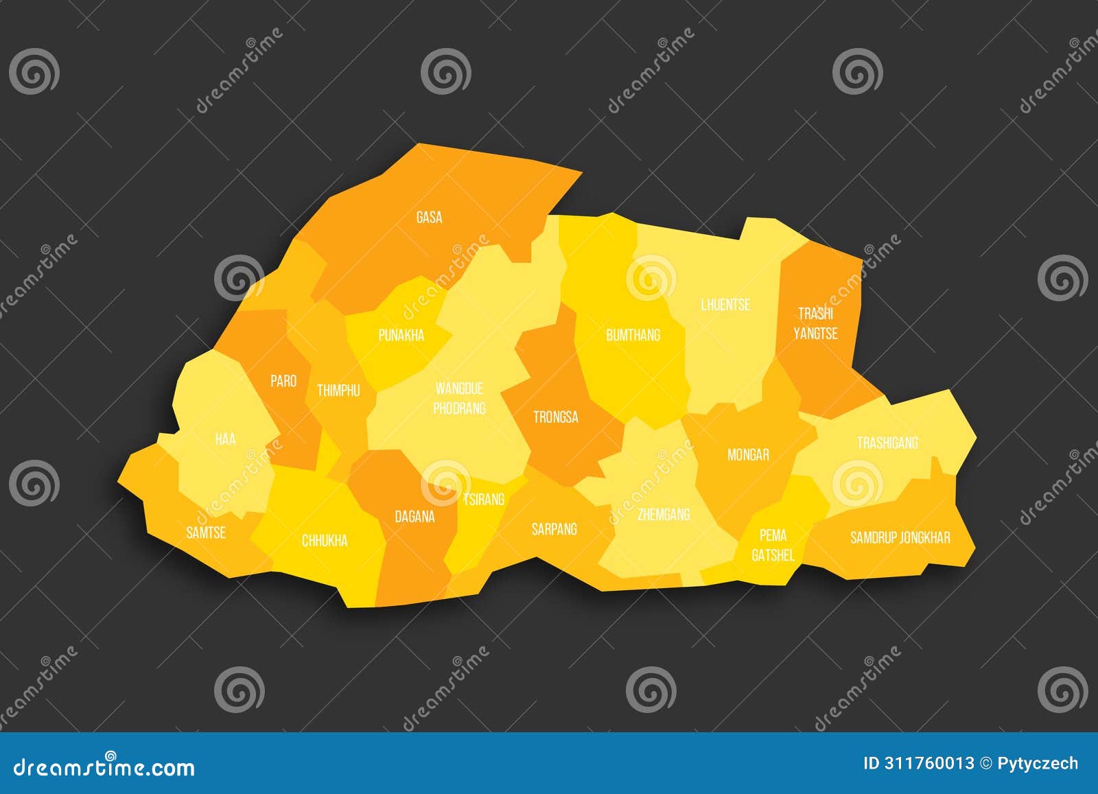 Bhutan Political Map of Administrative Divisions Stock Vector ... Bhutan Political Map of Administrative Divisions Stock Vector ...
