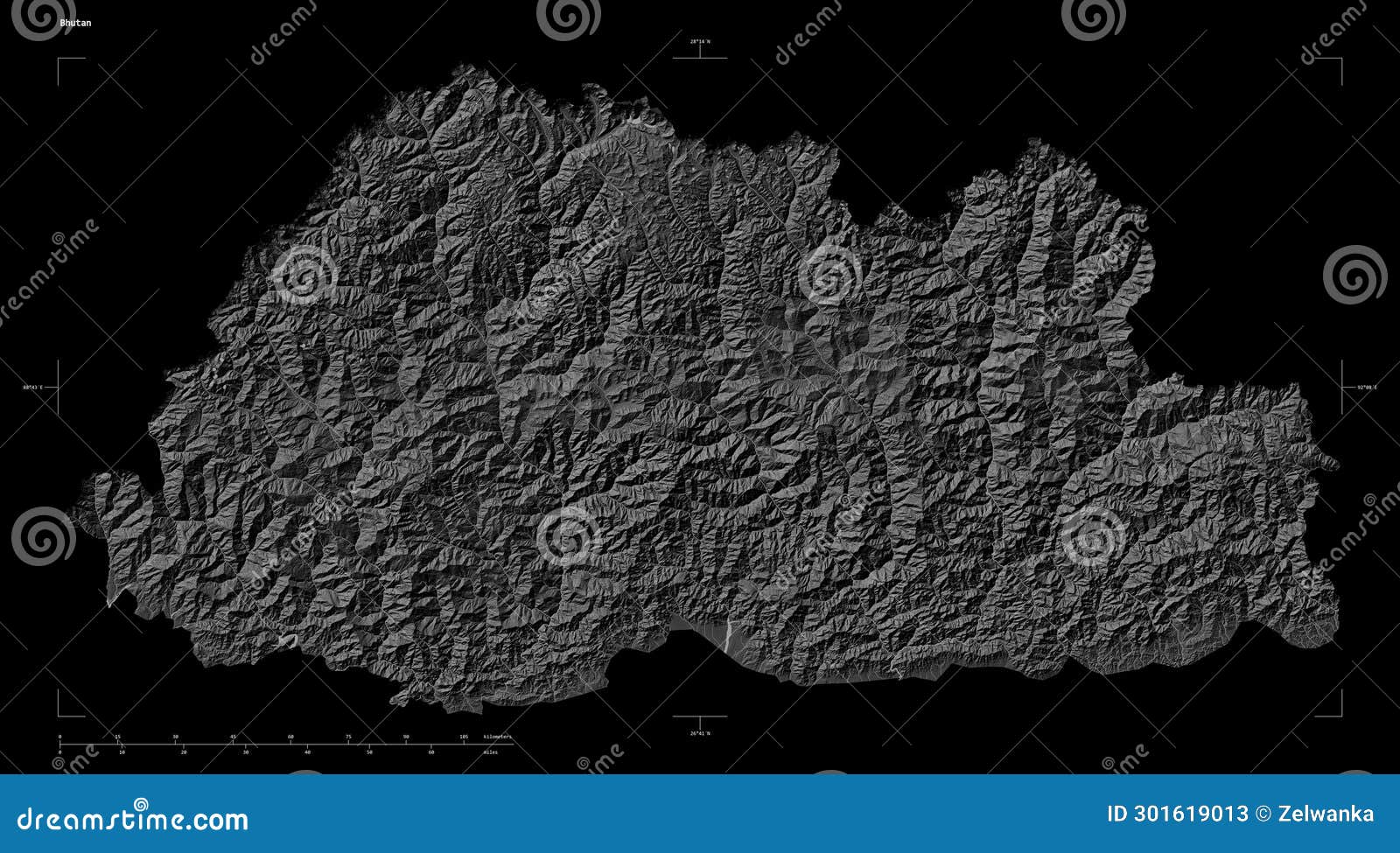 Bhutan Shape on Black. Bilevel Stock Illustration - Illustration of ...