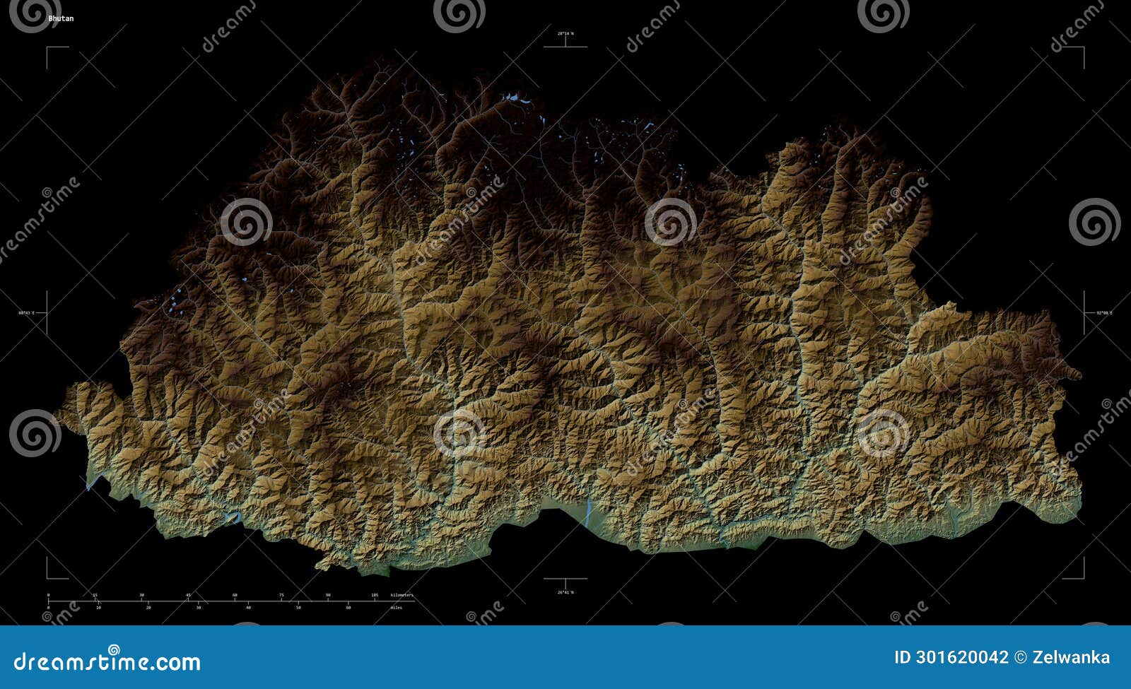 Bhutan Shape on Black. Physical Stock Illustration - Illustration of ...
