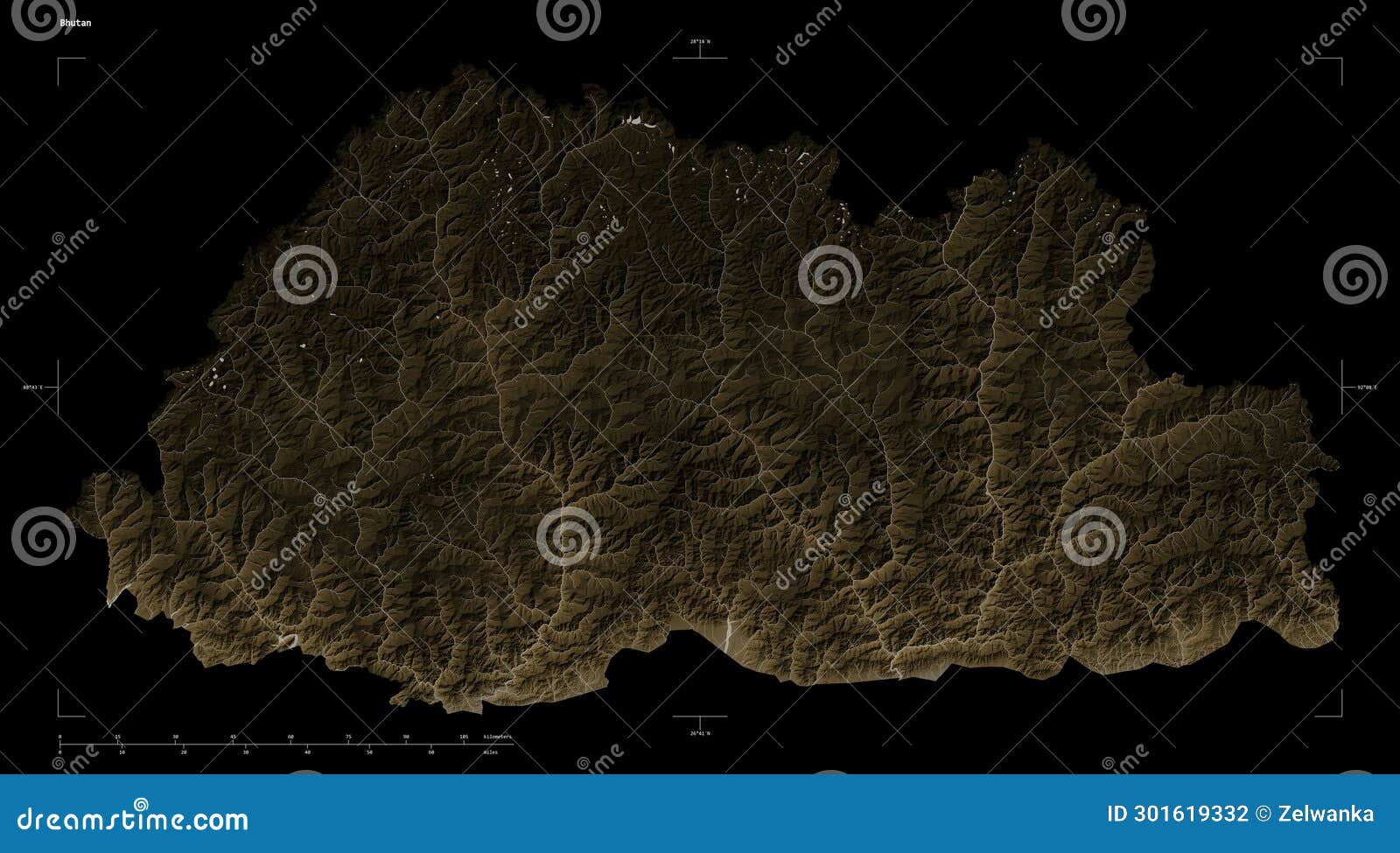 Bhutan Shape on Black. Sepia Stock Illustration - Illustration of ...