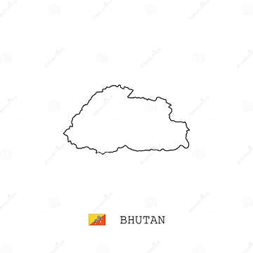 Bhutan Vector Map Outline, Line, Linear. Bhutan Black Map on White ...