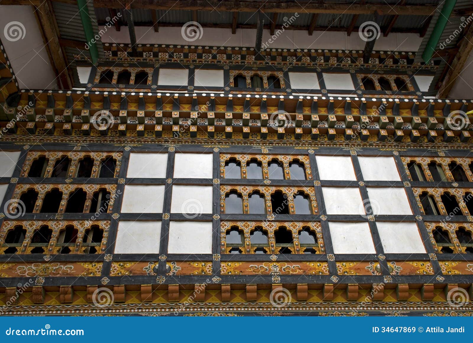 Bhutanese-style Building, Thimphu, Bhutan Stock Image - Image of ...