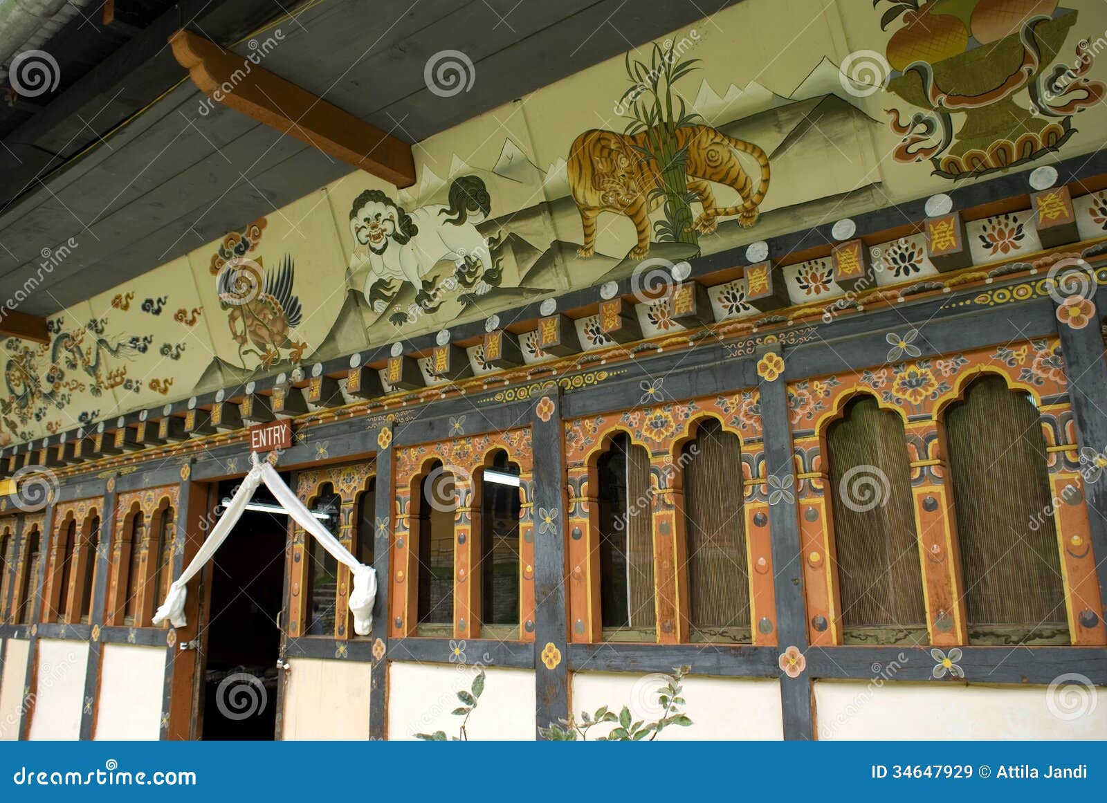 Bhutanese-style Building, Thimphu, Bhutan Stock Image - Image of ...