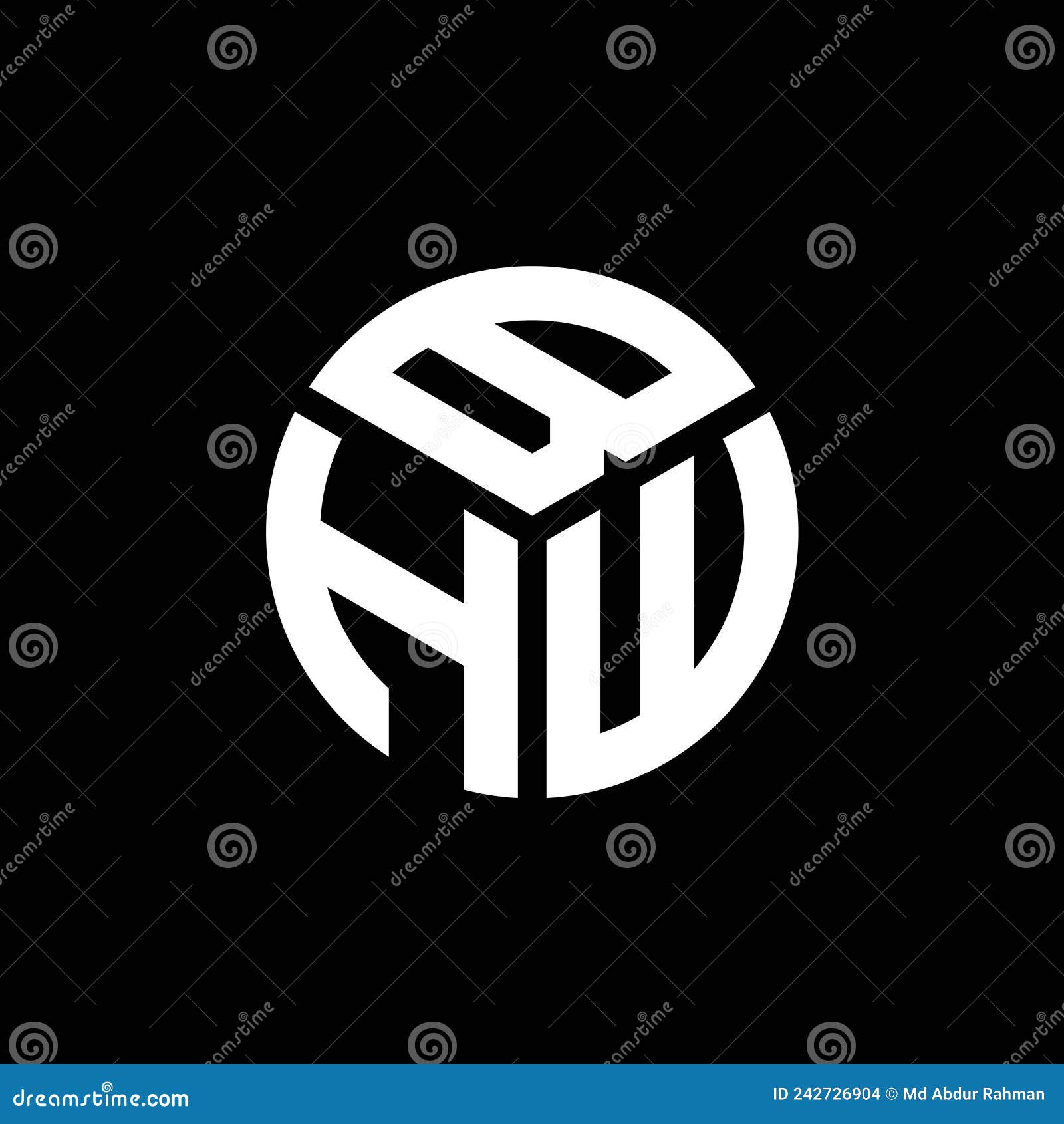 BHW Letter Logo Design on Black Background. BHW Creative Initials ...