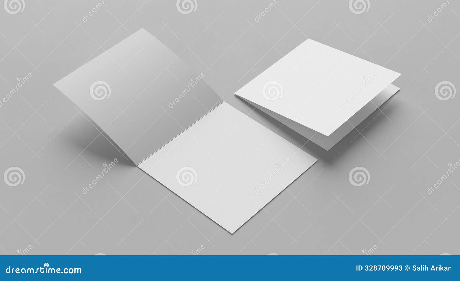 Bi Fold Brochure Mock Up Isolated On White Background. Square Bi Fold ...
