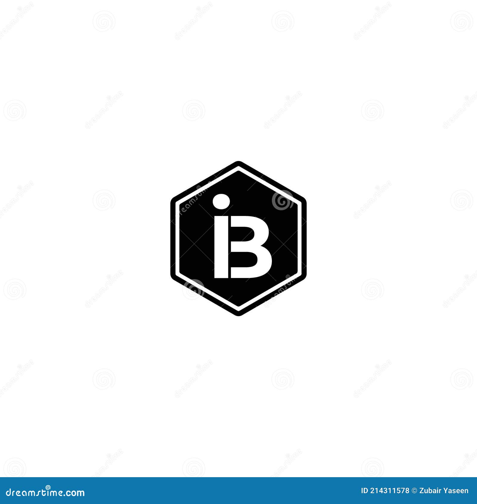 BI and IB I or B Initial Letters Hexagon Shape Mogogram Logo Design ...