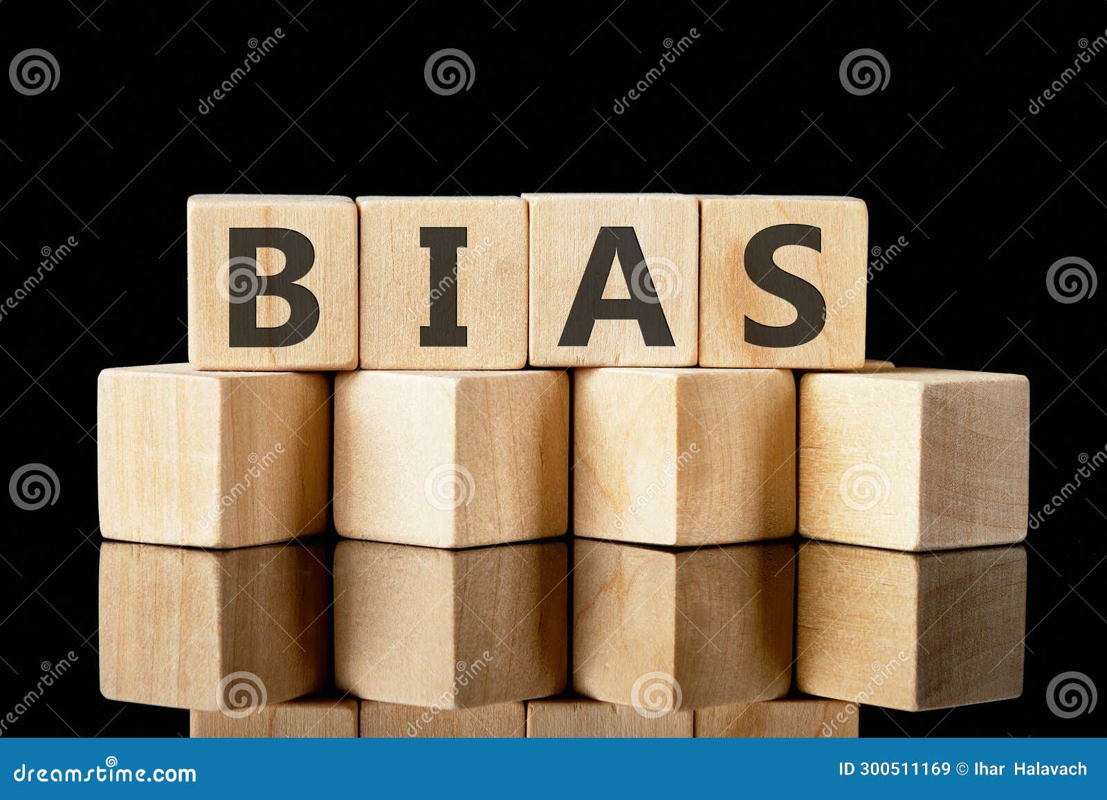 Bias Text Assembled from Wooden Cubes on a Black Background Stock Image ...