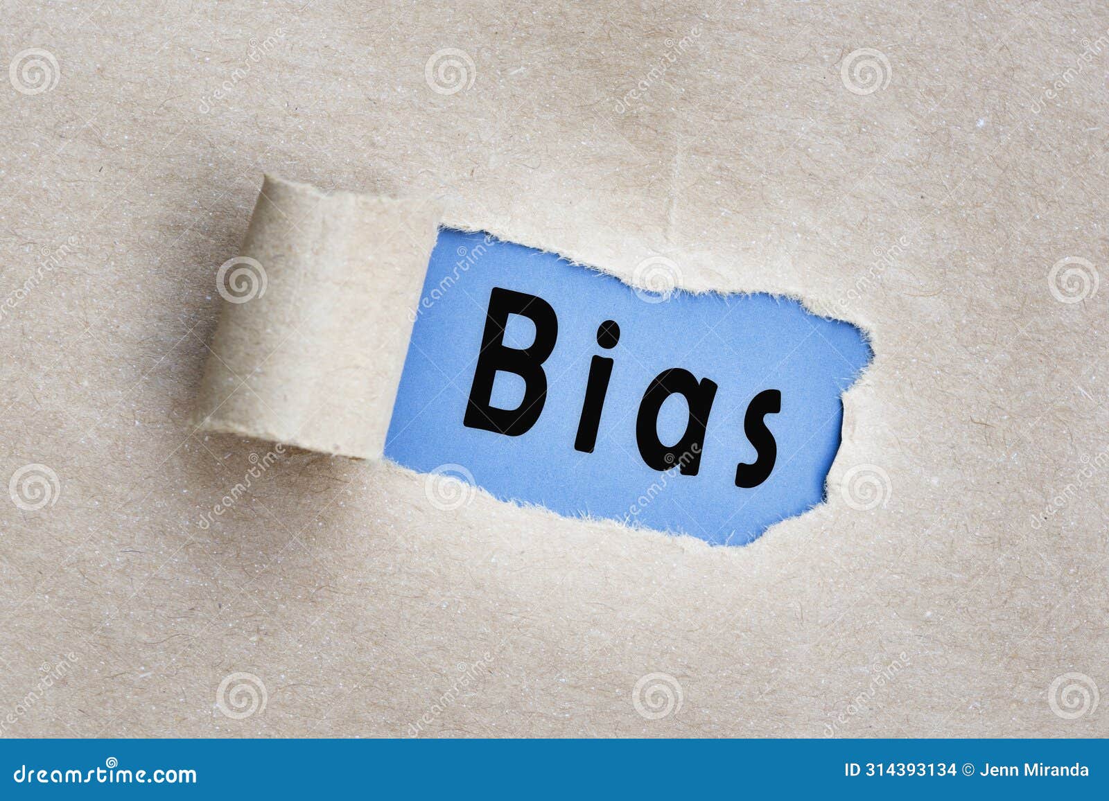 Bias Text on Brown Paper with Torn Hole and Rolled Edge. Stock Photo ...