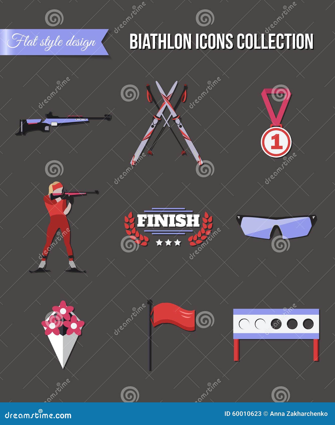 Biathlon icons set stock vector. Illustration of biathlon - 60010623
