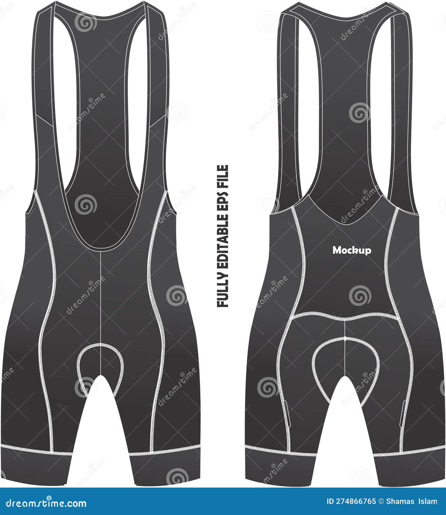 Bib Shorts Mockup Illustration Vector Stock Vector - Illustration of ...