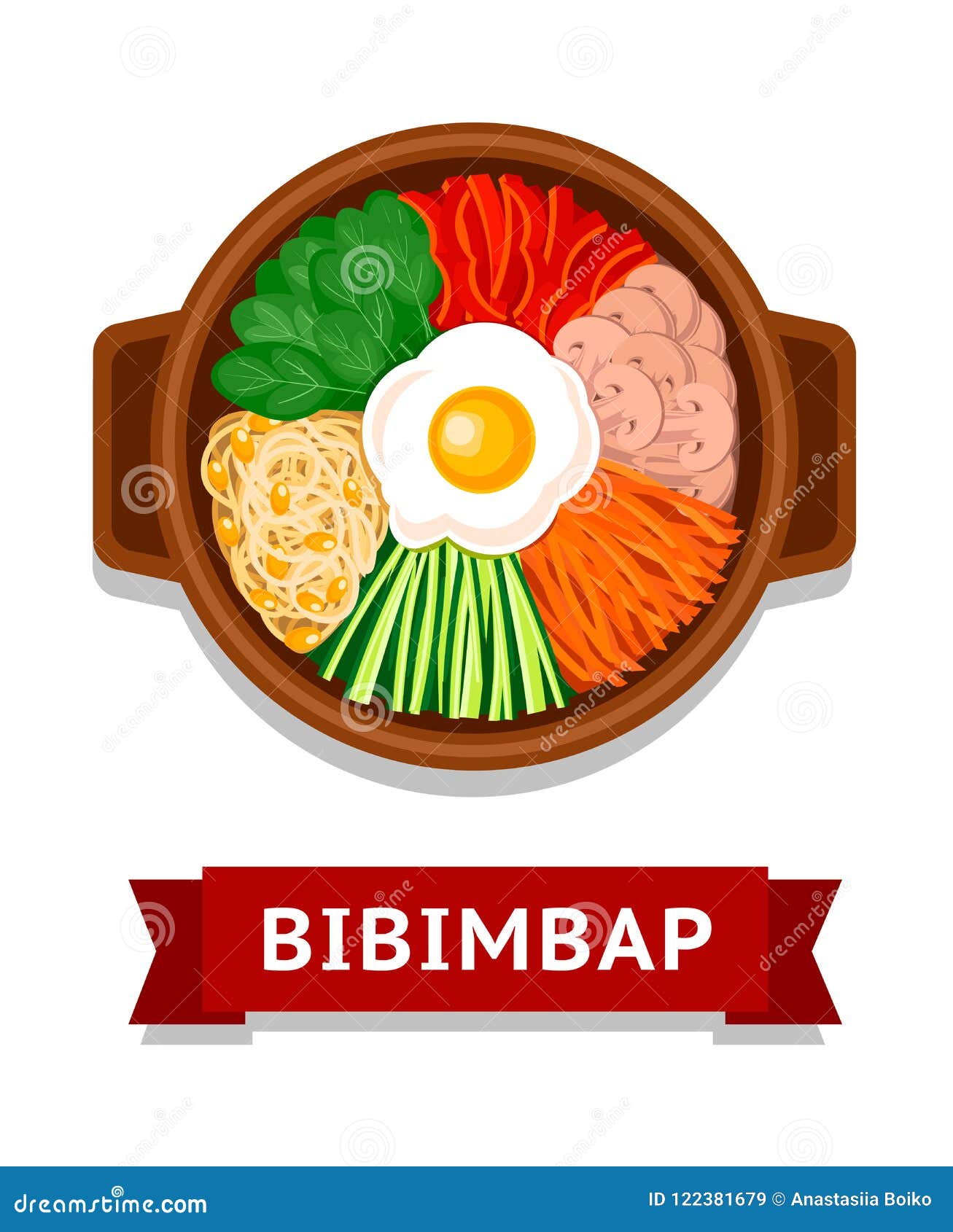 Bibimbap. stock vector. Illustration of menu, cooking - 122381679