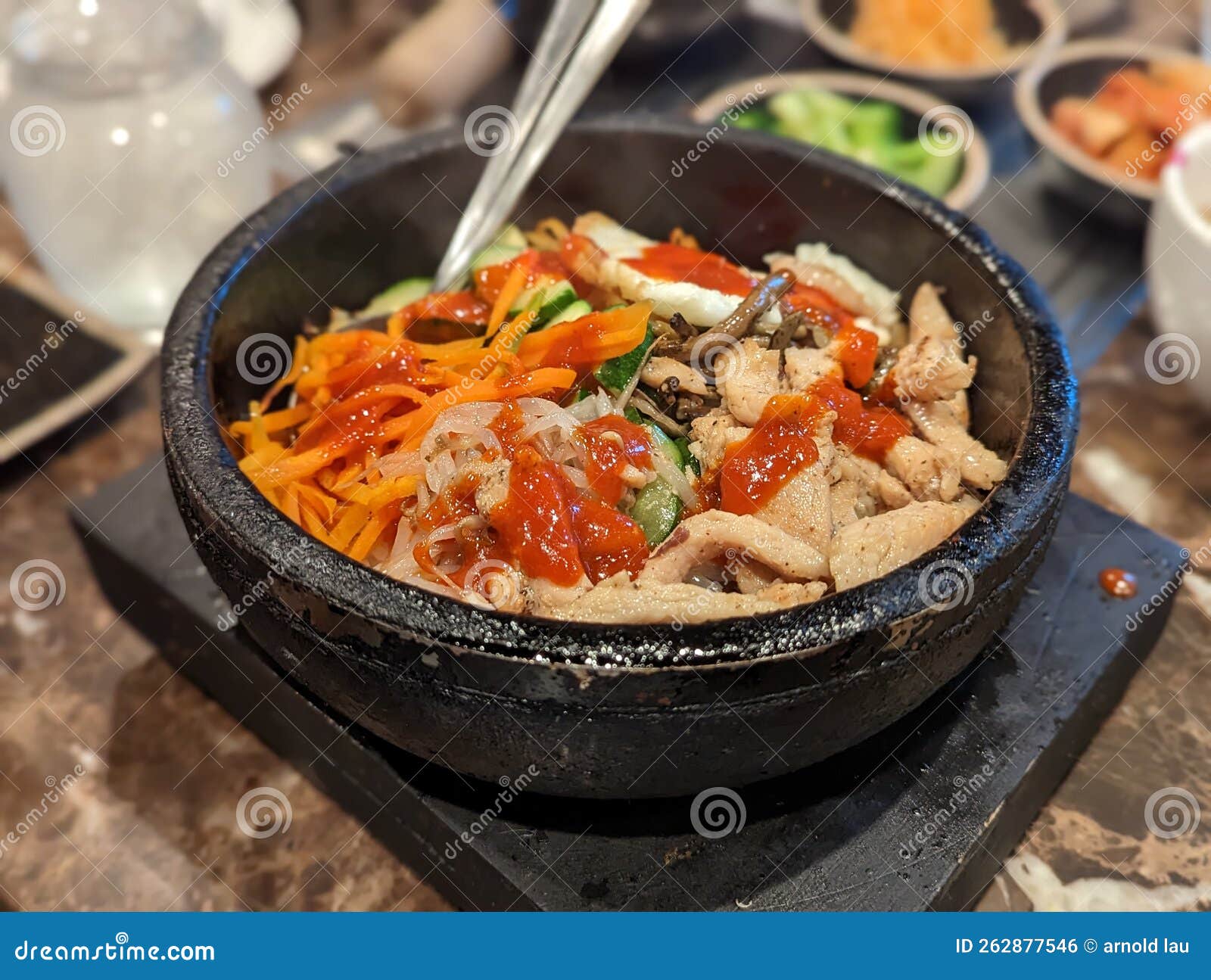 Bibimbap Hot Stone Chicken Spicy Stock Photo - Image of soup, meal ...