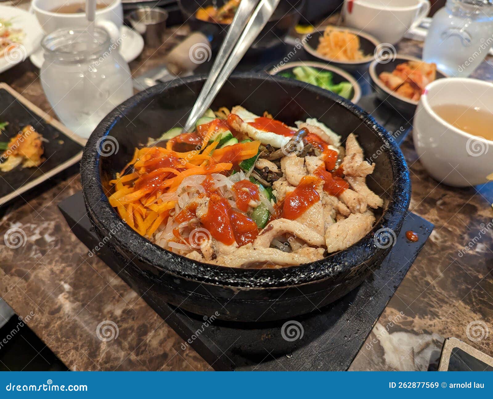 Bibimbap Hot Stone Spicy Chicken Stock Image - Image of restaurant ...