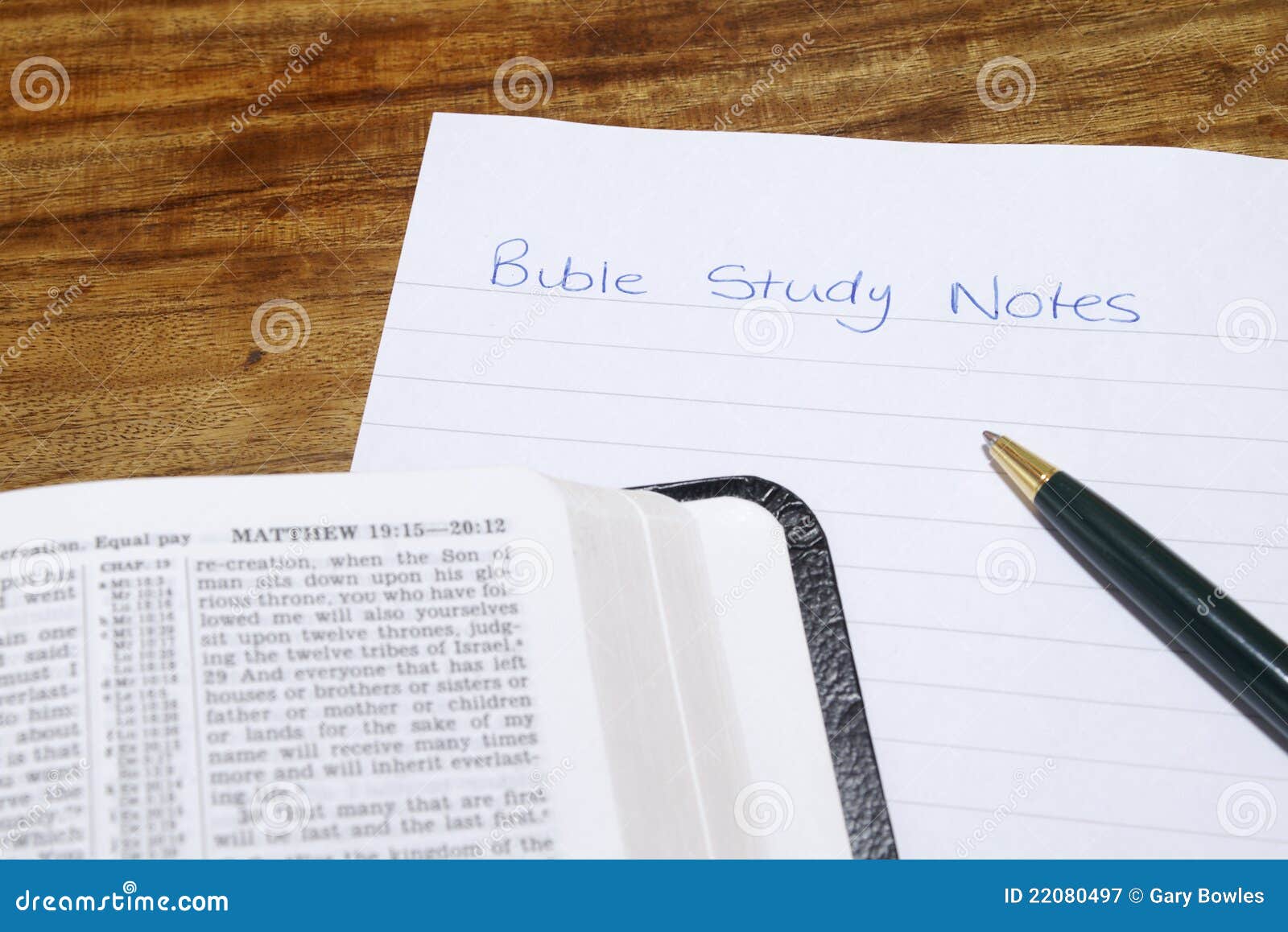 Bible with Bible Study Notes Stock Image - Image of notepaper ...