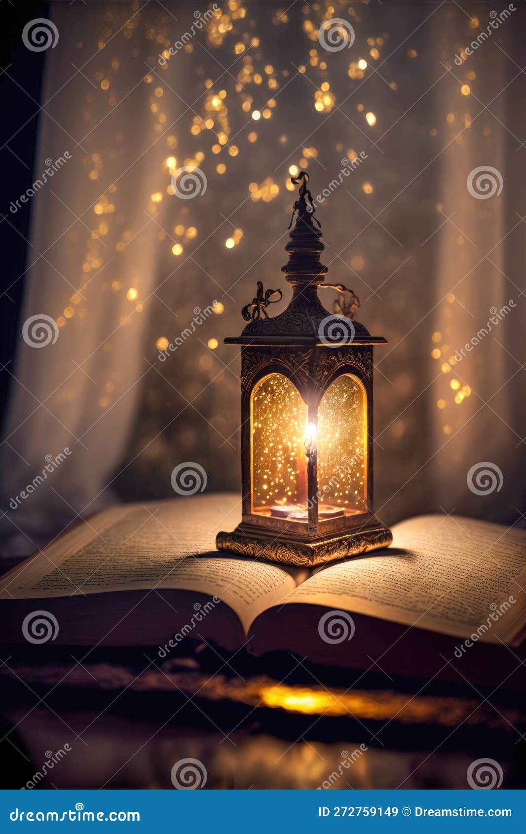 Bible Book and Lantern with a Blurred Background of a Window and the ...