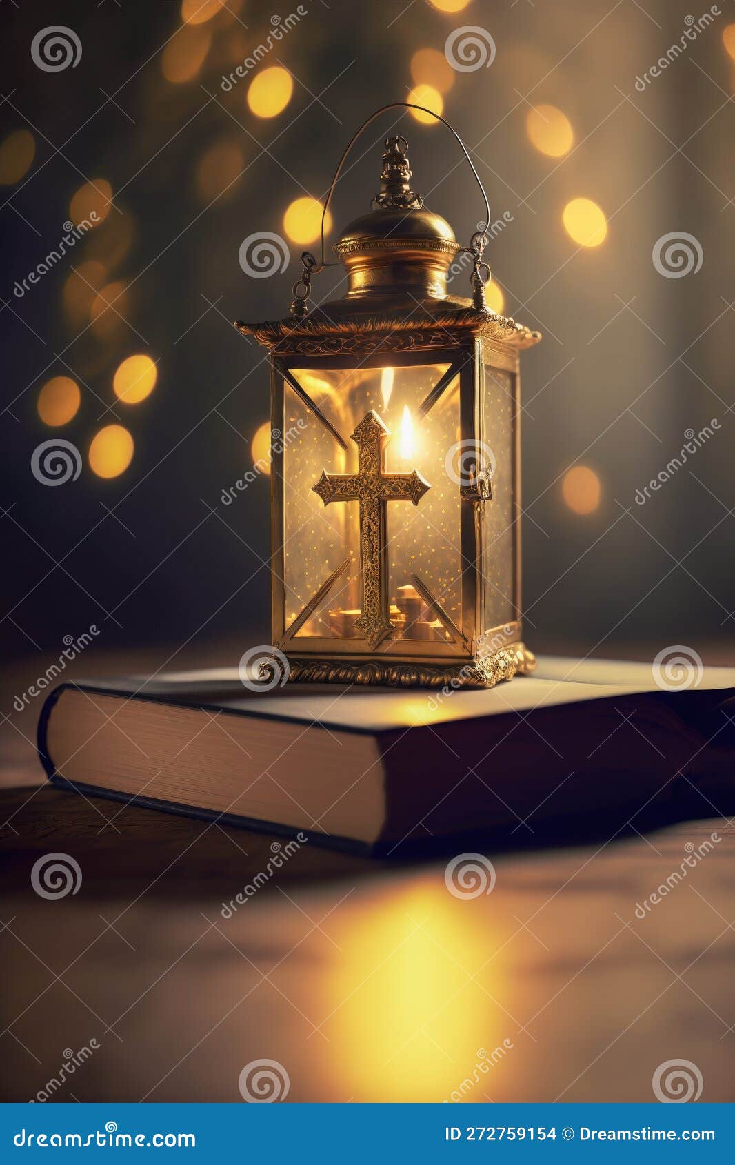 Bible Book and Lantern with a Blurred Background of a Window and the ...