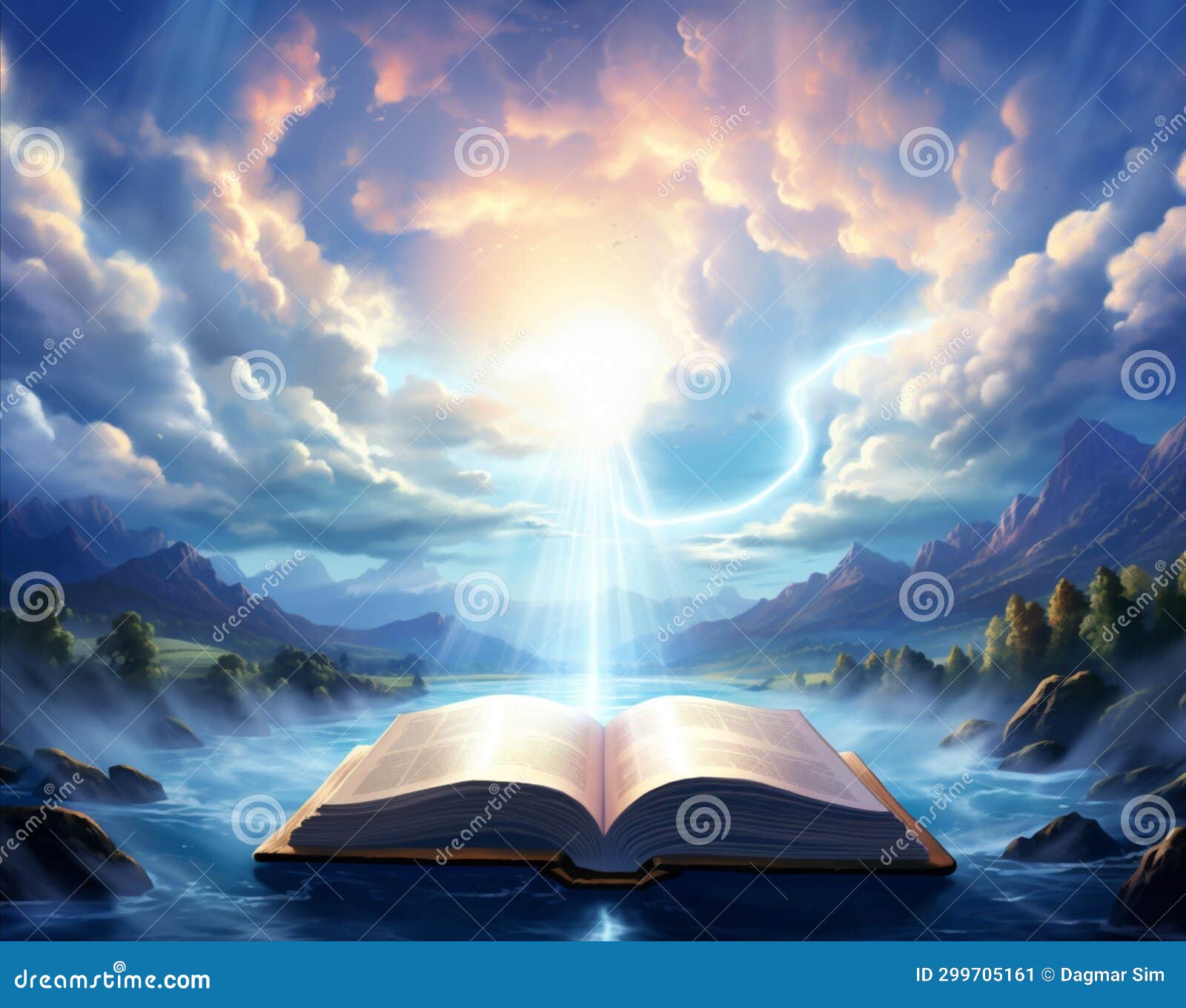 The Bible Book the Stream of Life , Light Stock Illustration ...