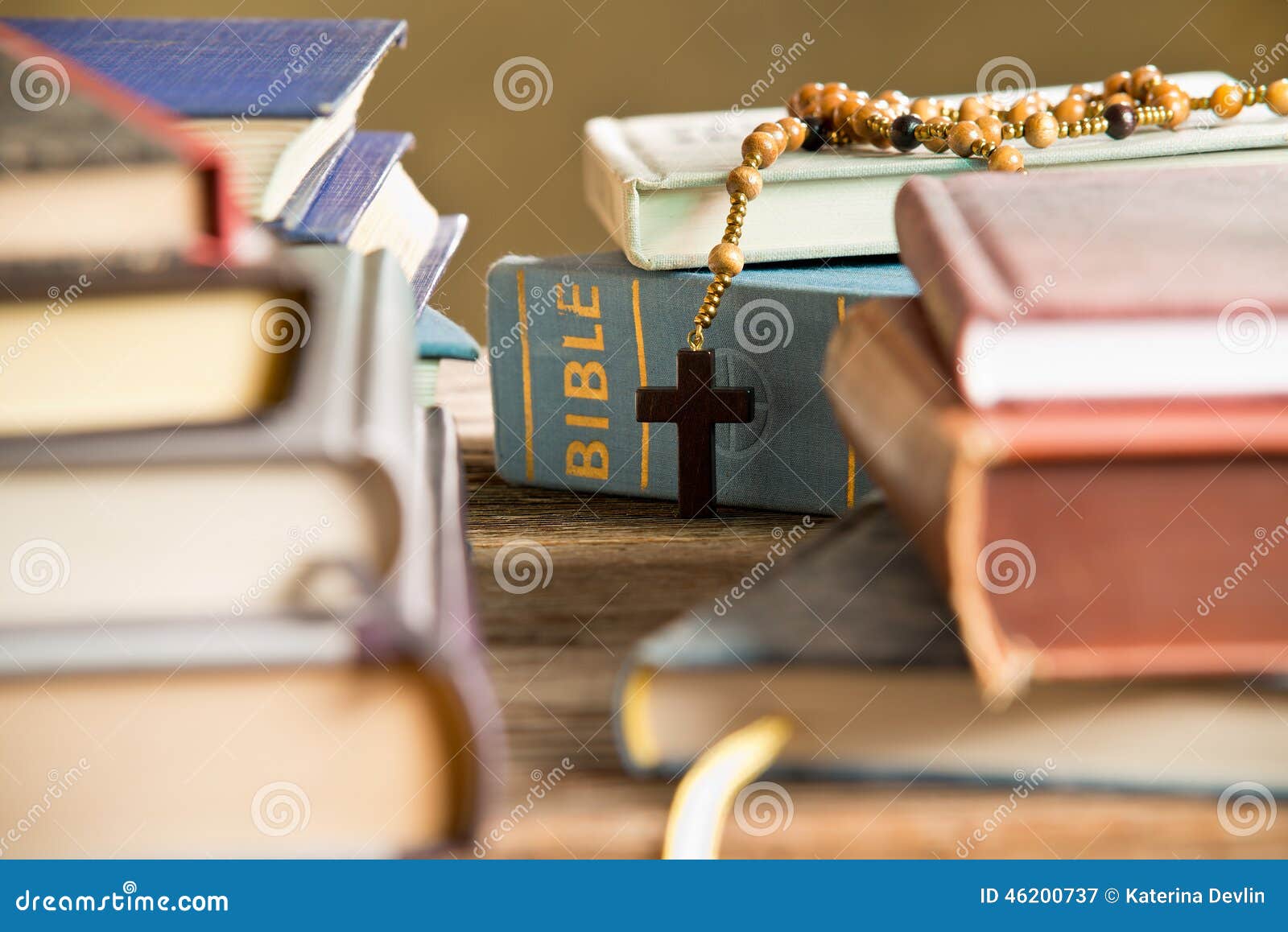 Bible in the Bookshelf stock image. Image of closeup - 46200737