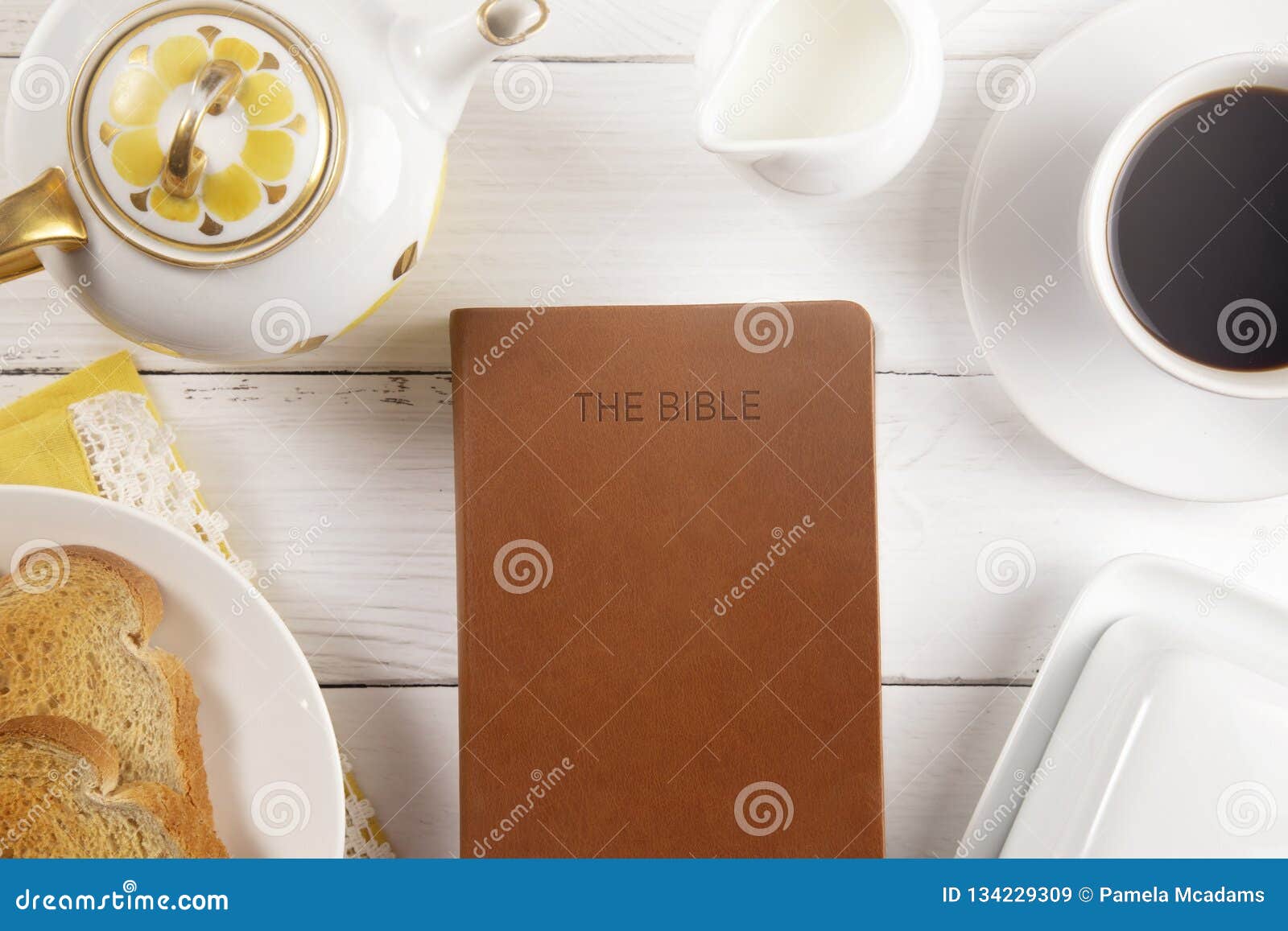 Bible on a Breakfast Tray Ready for a Personal Bible Study Stock Image ...