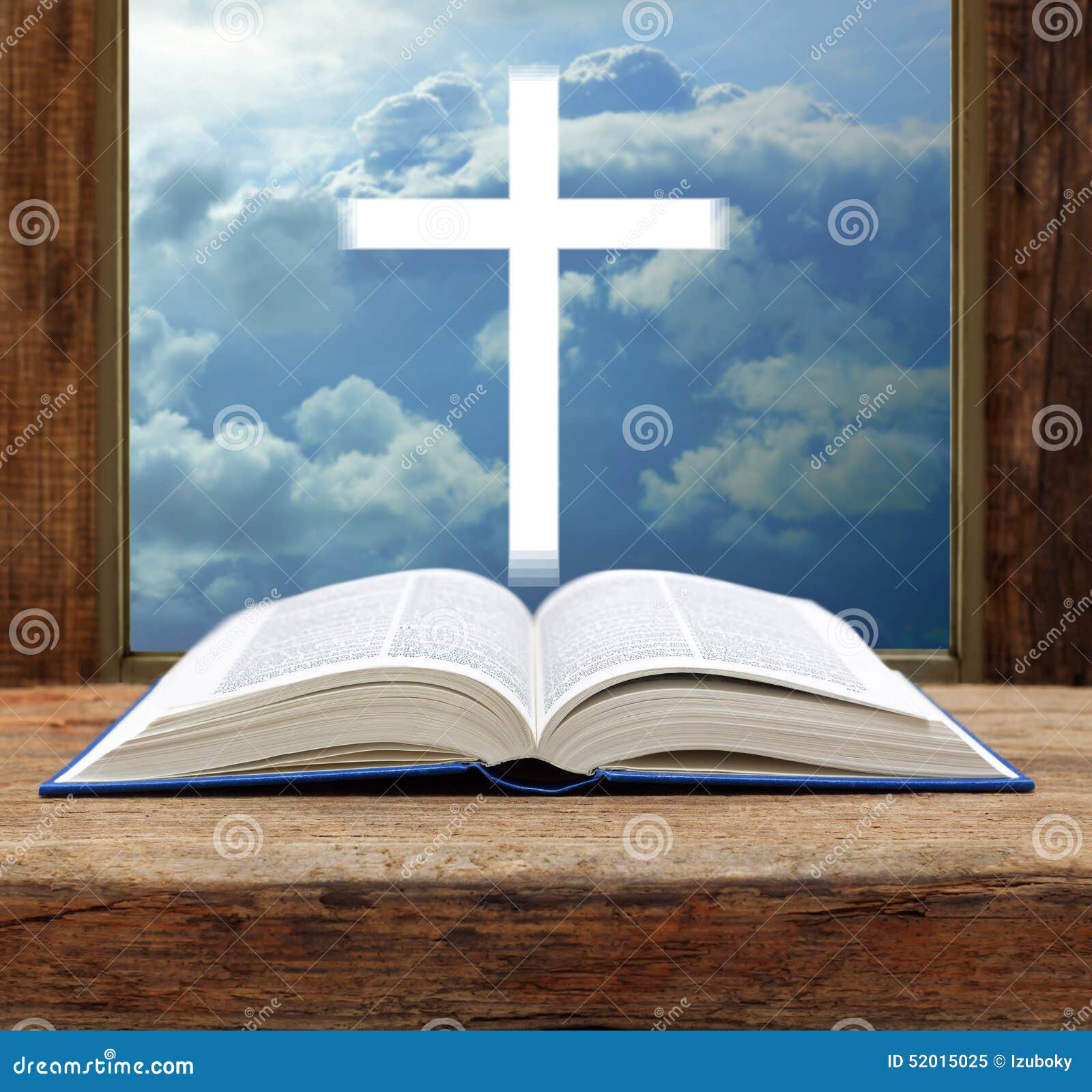 Bible Christian Cross Stormy Sky View Window Open Stock Image - Image ...