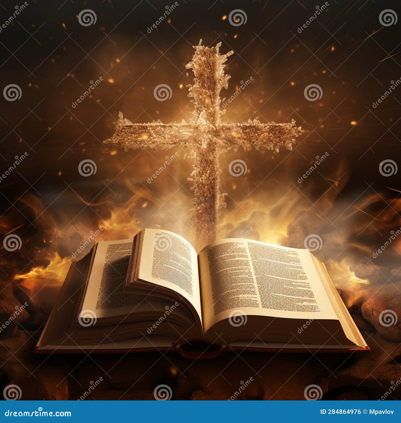 Bible with a Cross on the Background. Stock Illustration - Illustration ...