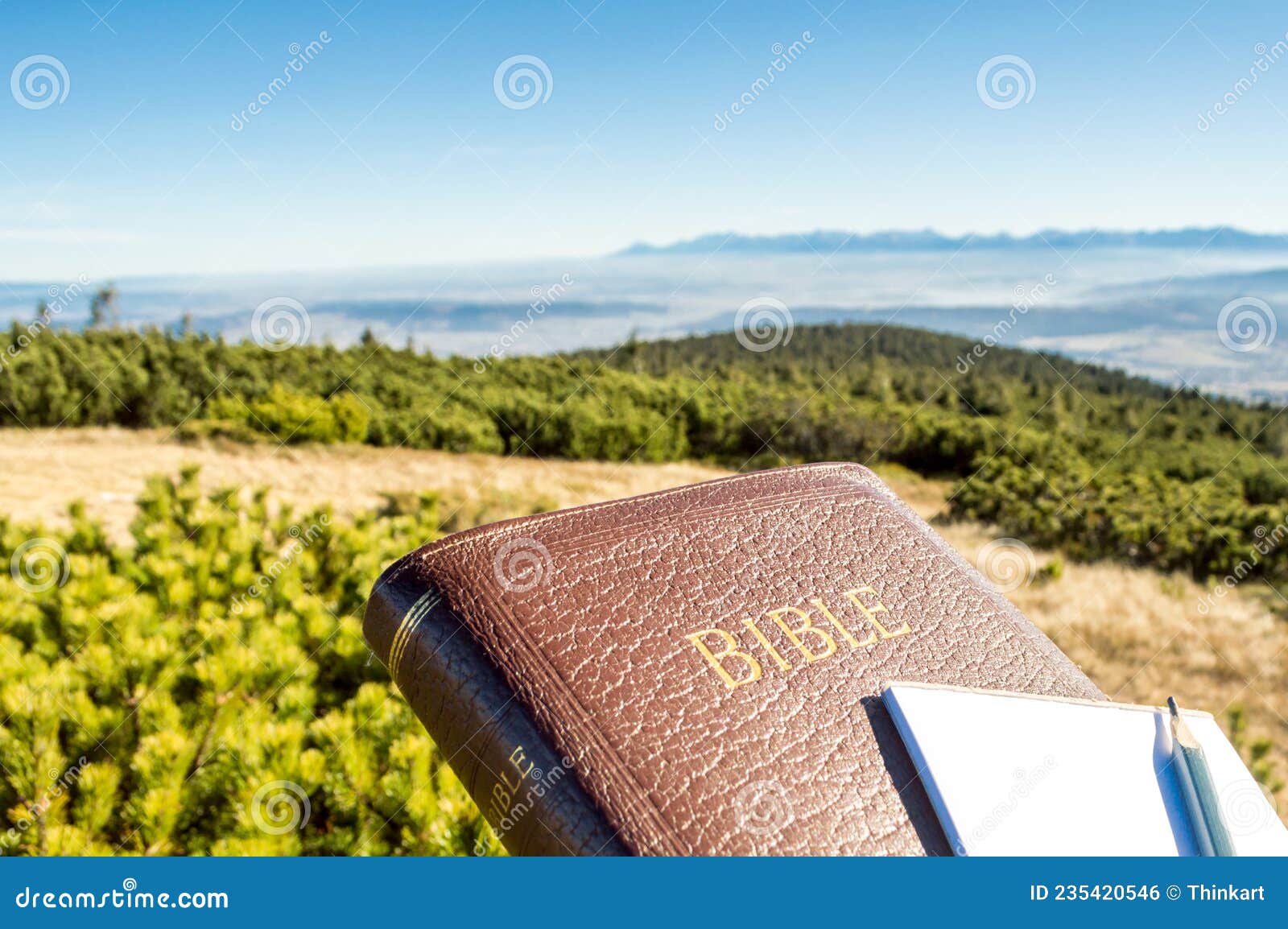 Outdoor Bible Study during Mountain Hike in the Fall Stock Photo ...