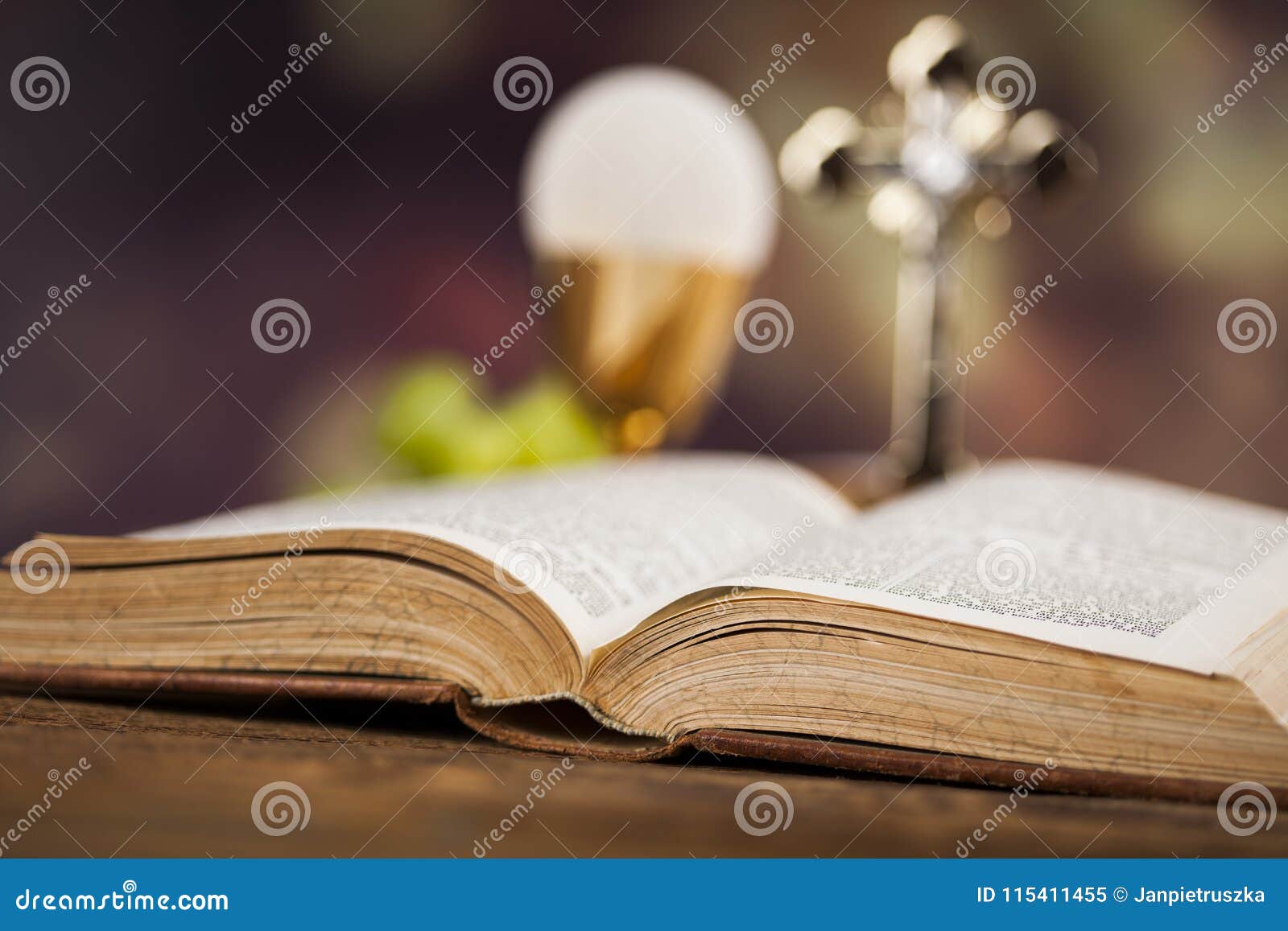 Bible, Eucharist, Sacrament of Communion Background Stock Image - Image ...