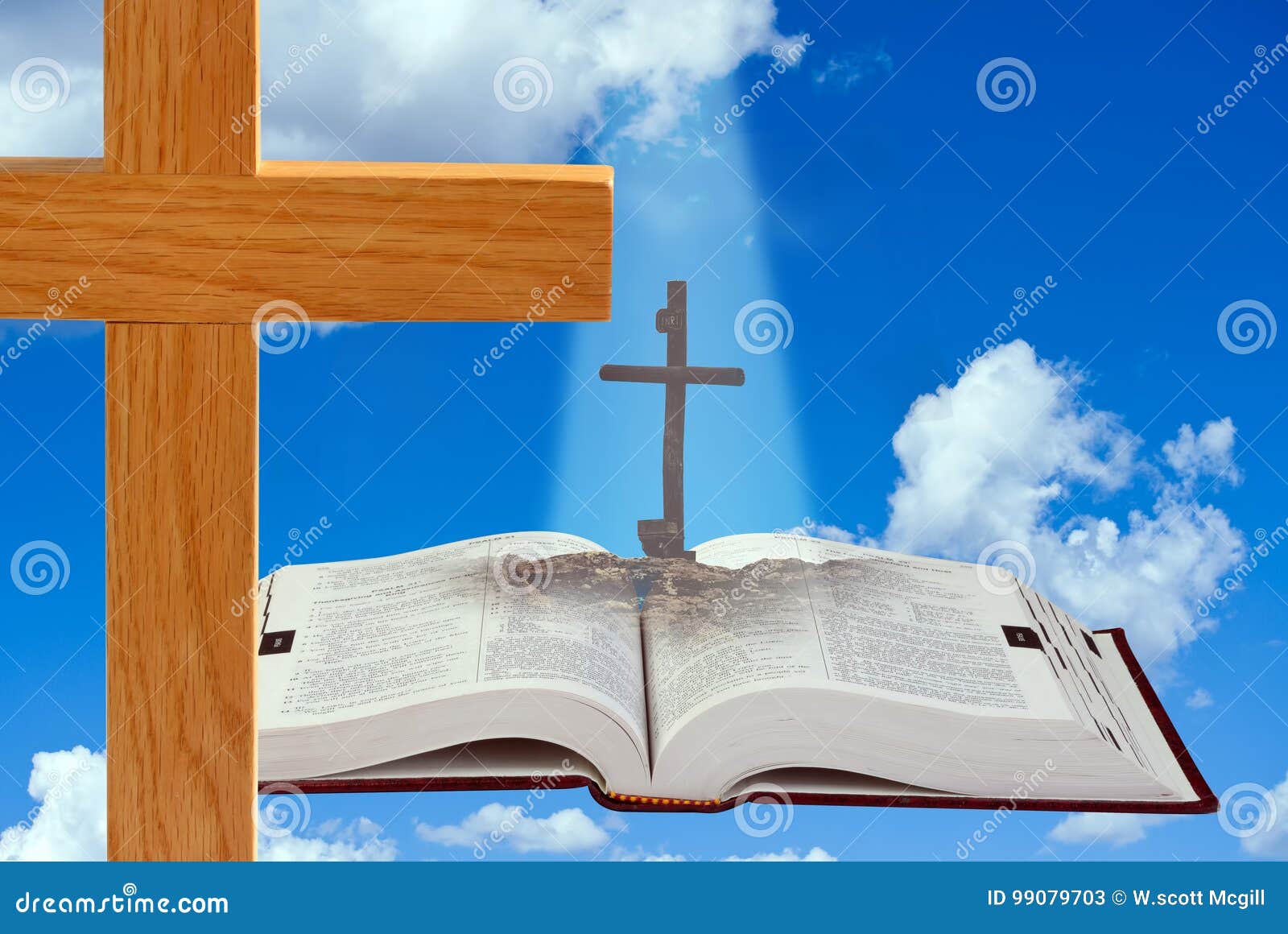 The Good Book. stock image. Image of crucifixion, light - 99079703