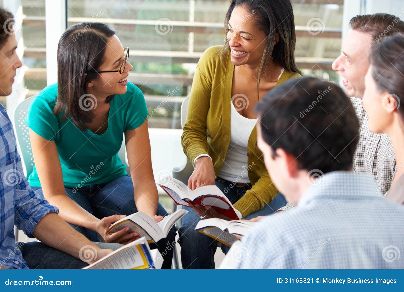 Bible Group Reading Together Stock Image - Image of smiling ...