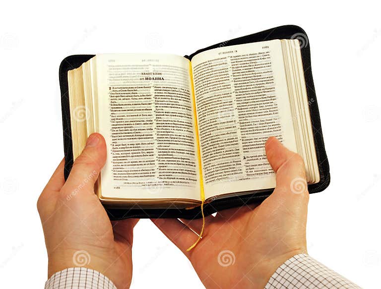 Bible in Hands. stock image. Image of open, book, hands - 9765423